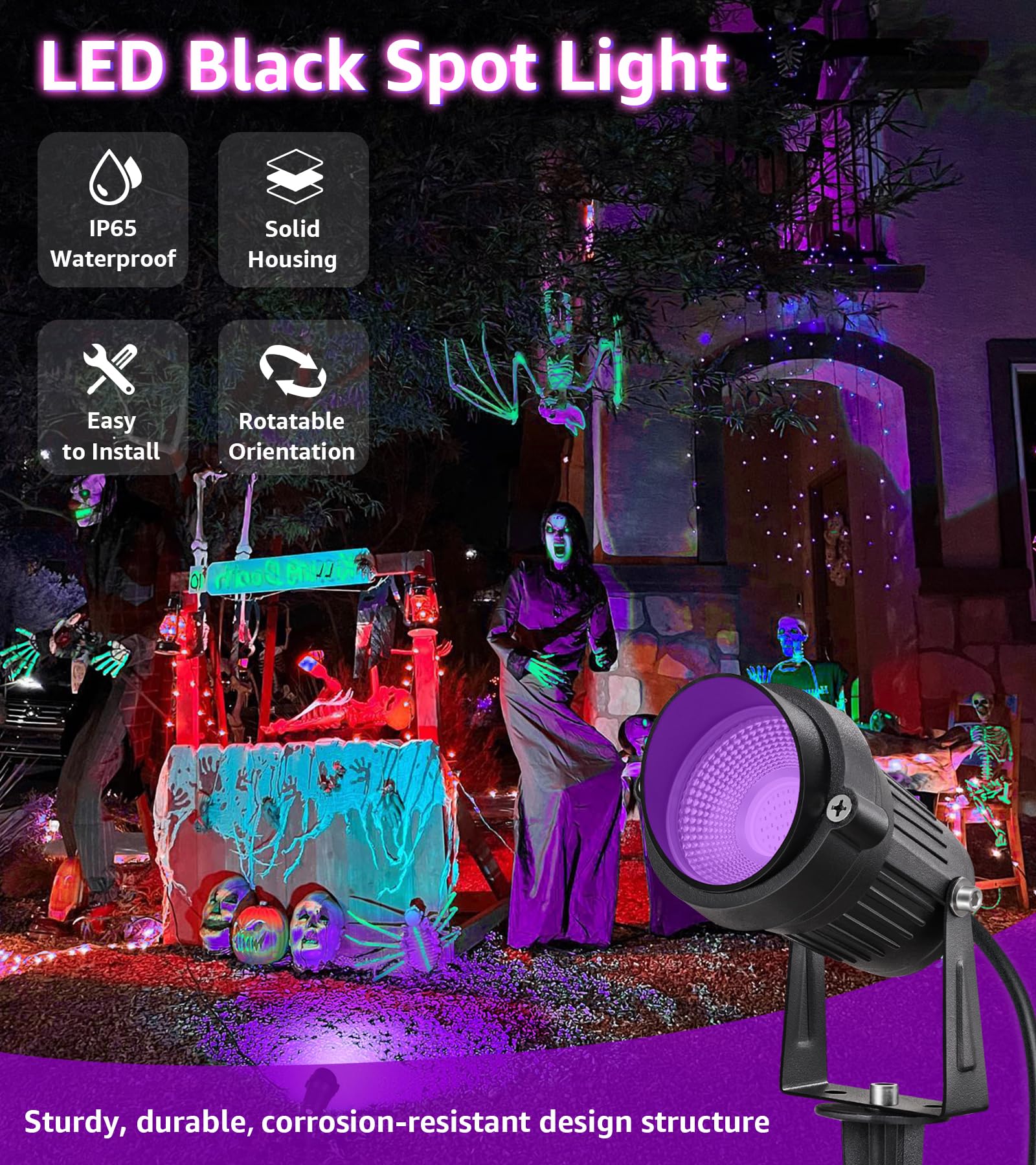 Snapklik.com : SUNVIE LED Black Light Spot Light Outdoor 10W Blacklight ...