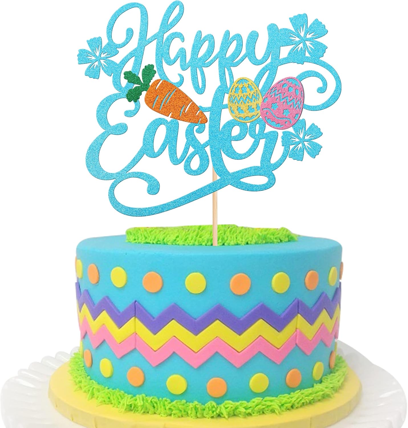Amazon.com: 1 Pack Happy Easter Cake Topper Glitter Carrot Colorful ...