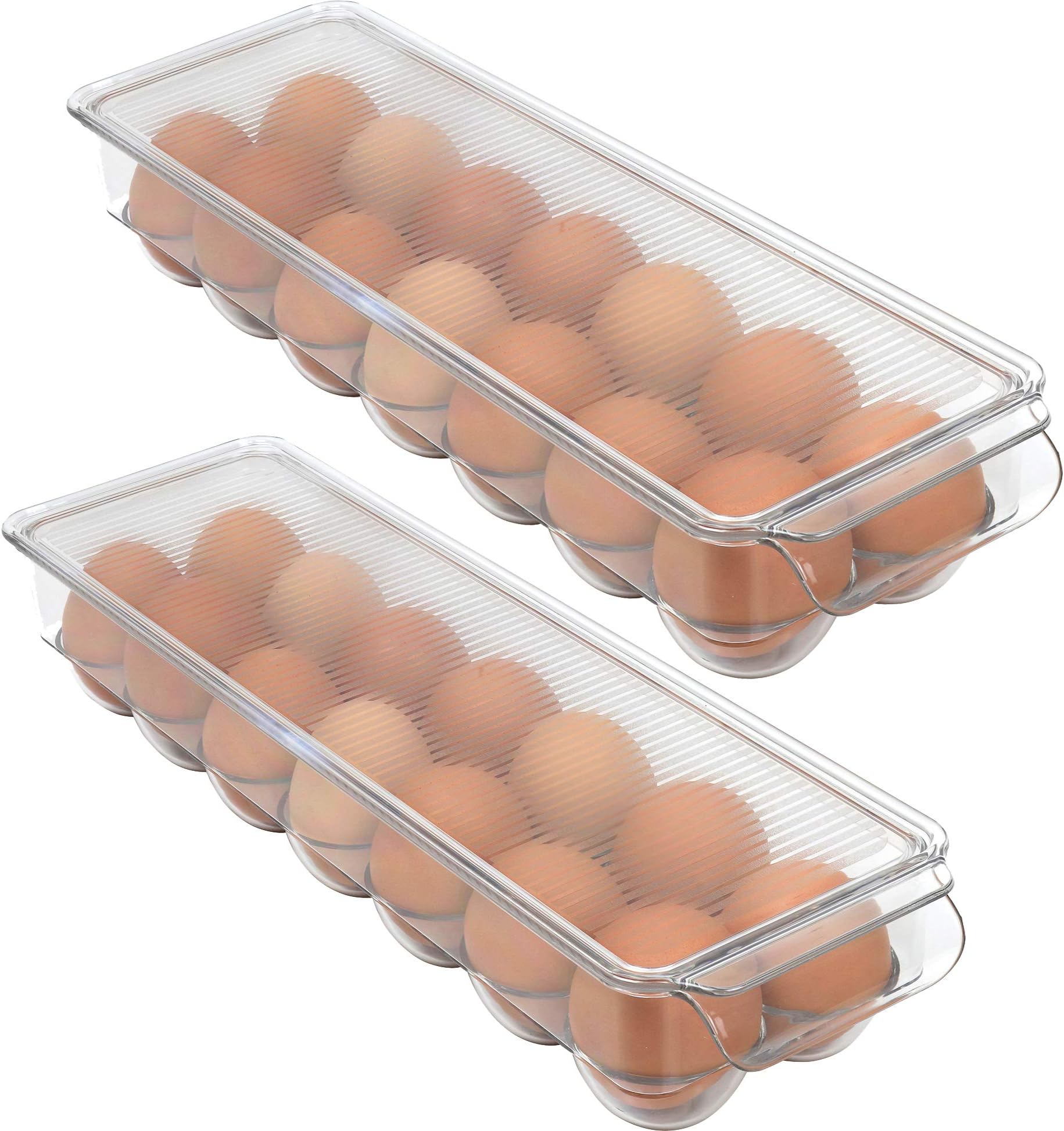 Amazon.com: SANNO Refrigerator Egg Holder Tray Stackable Covered Egg ...