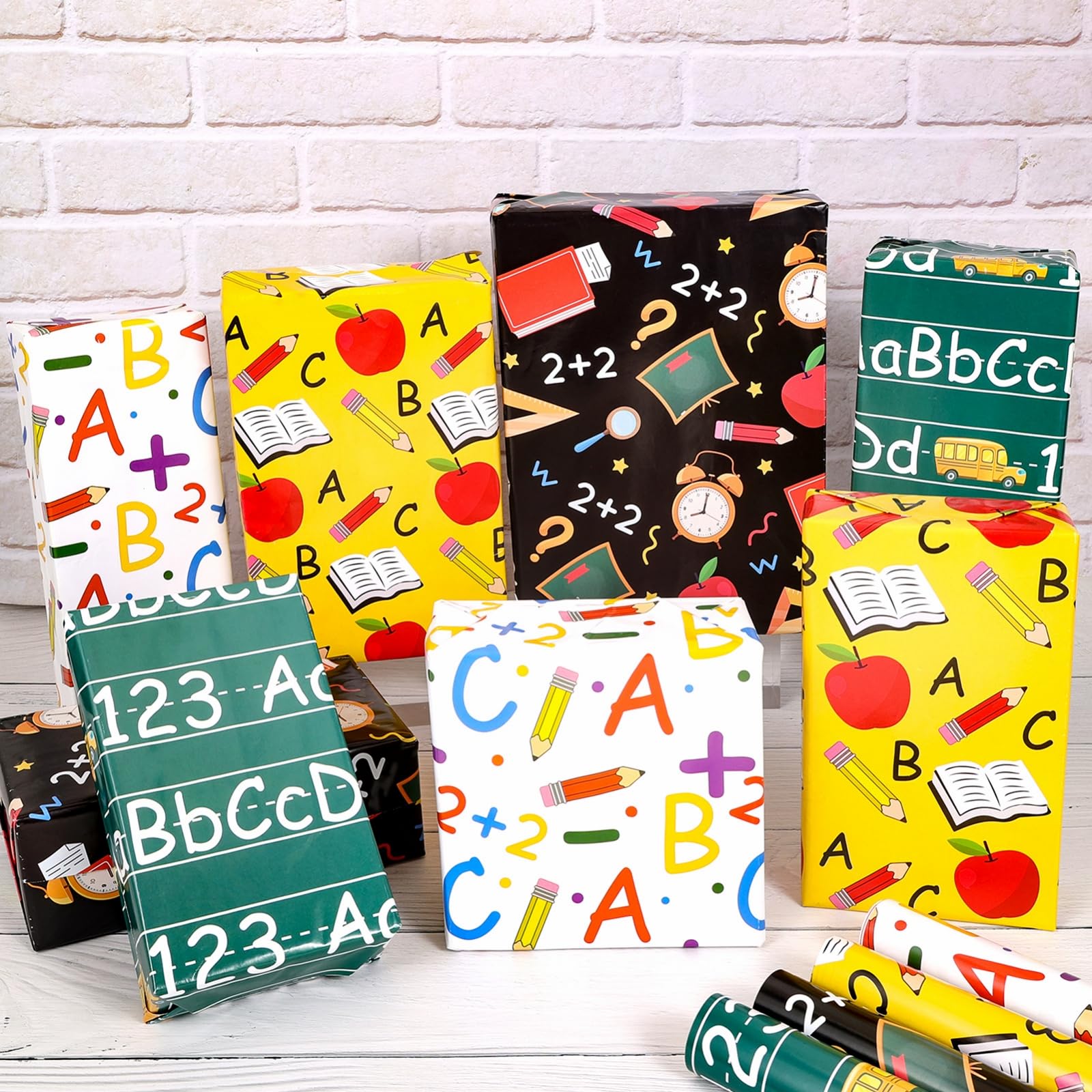 Amazon.com: 12 Pieces Back to School Wrapping Paper Welcome Back to ...