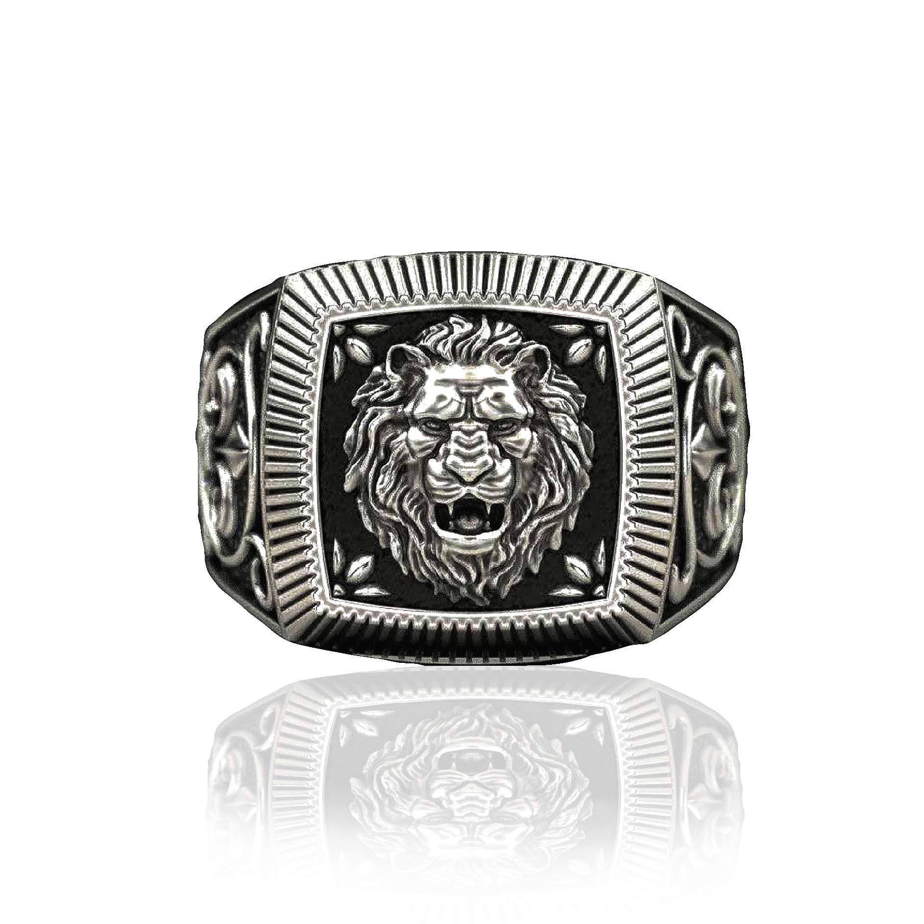 Pikalflion Head Ring For Men Norse Viking Roaring Lion Ring ...