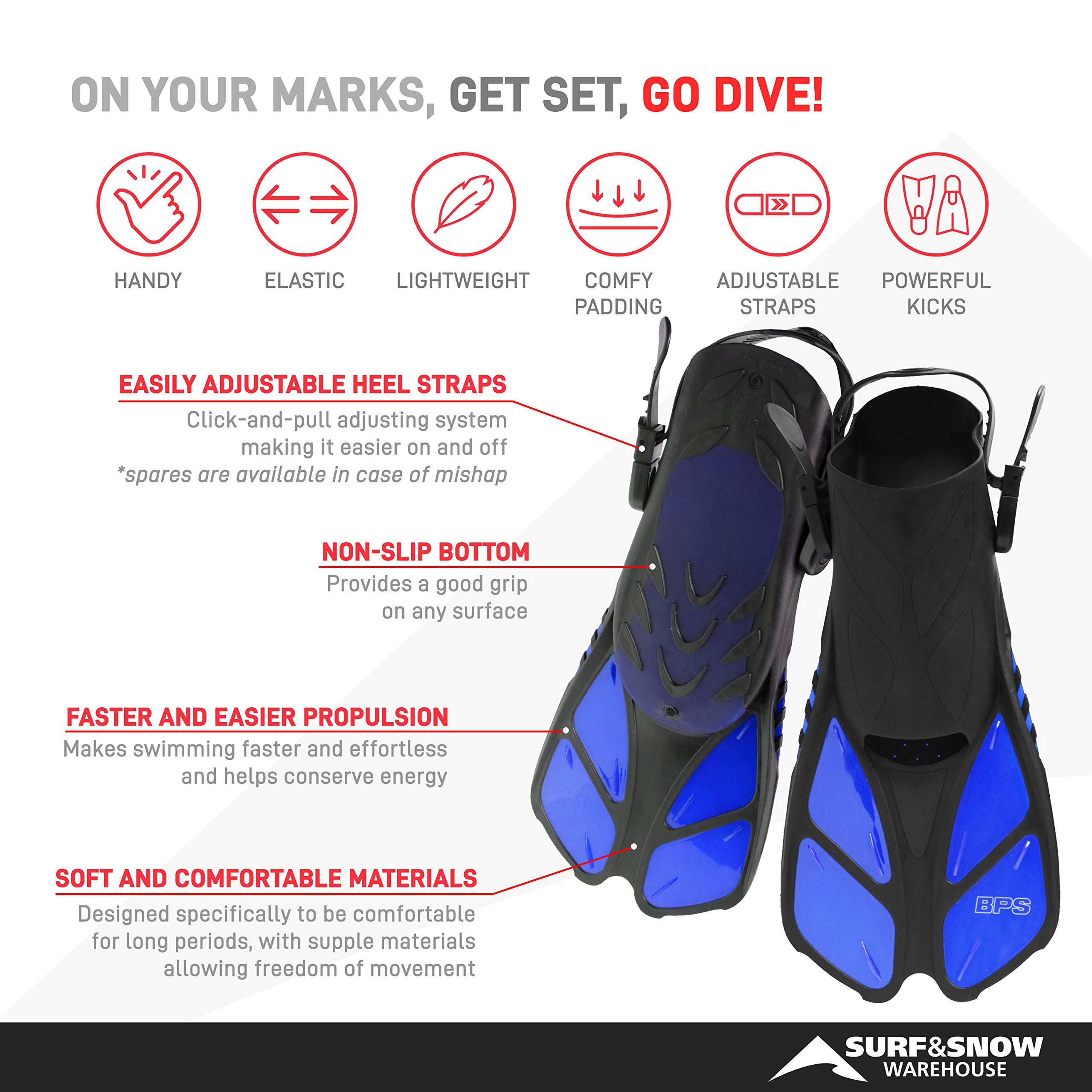 Snapklik.com : BPS Short Swim Fins - Open-Toe And Open-Heel Design ...