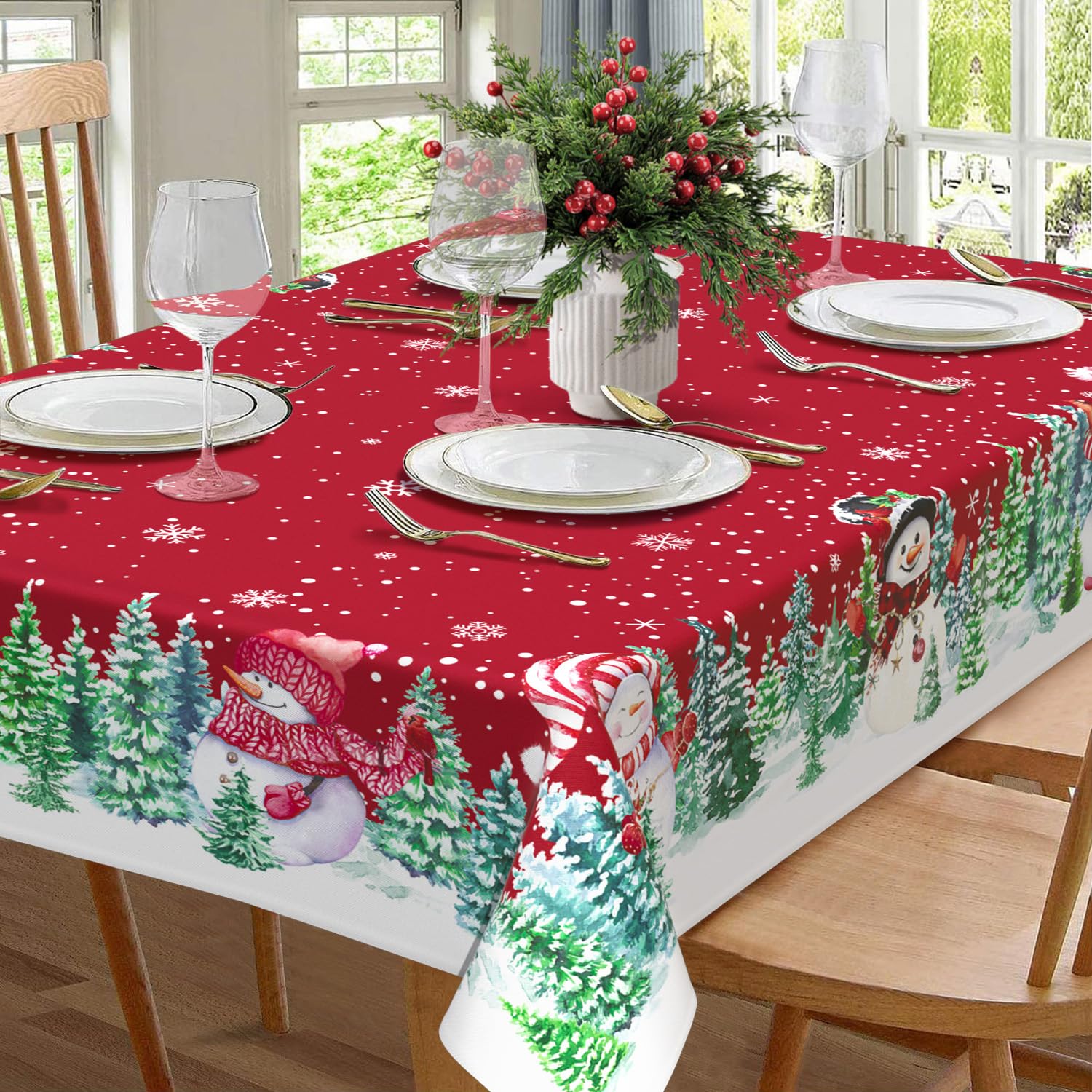Amazon.com: Roszwtit Christmas Snowman Tablecloth, Merry Christmas ...