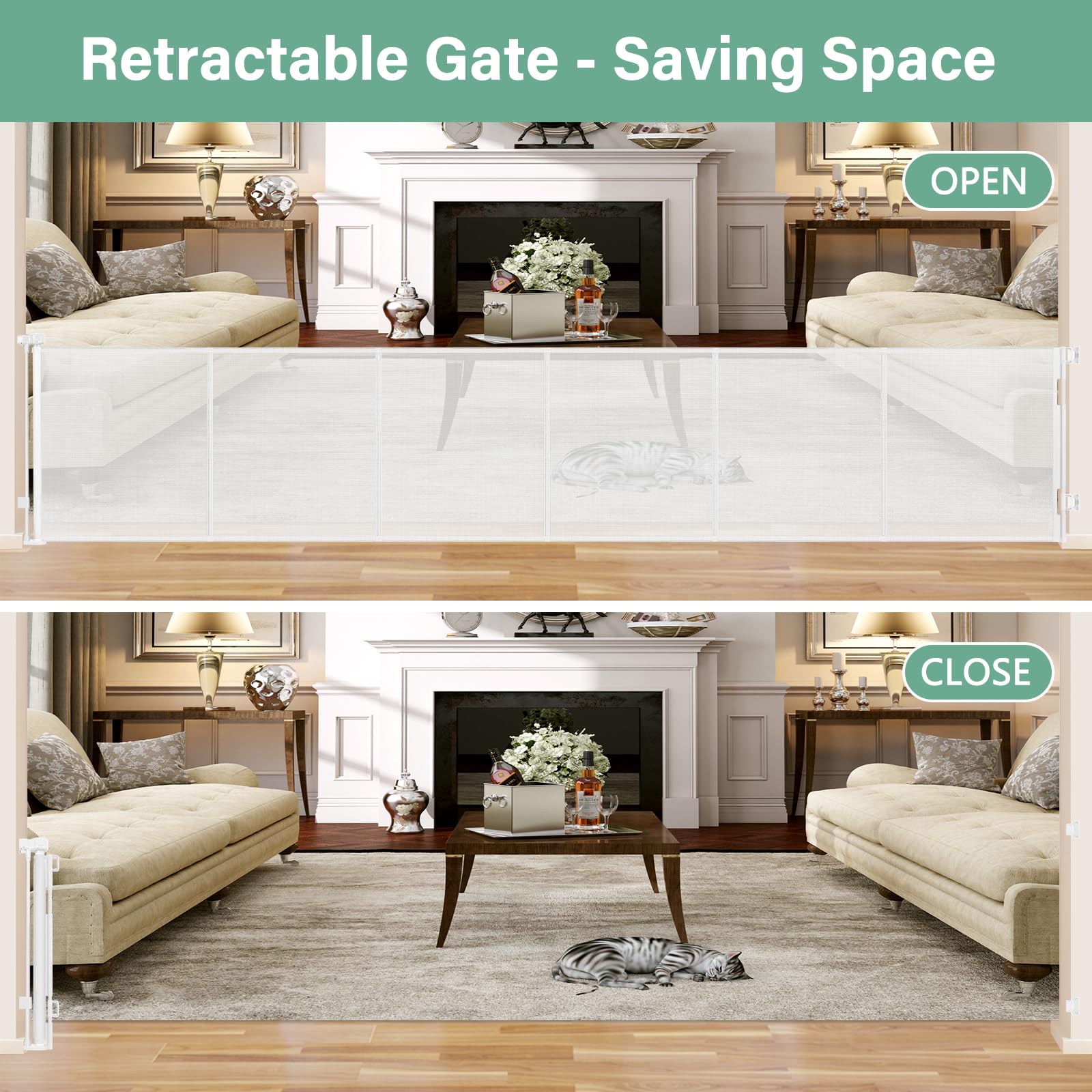 Snapklik.com : Reinforced 26 Inch Tall Retractable Baby Gates To Step ...