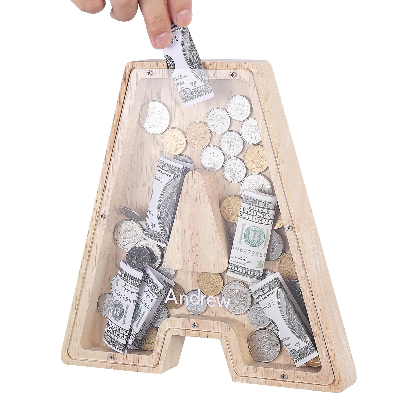 TsunNee Larger Wooden Letter Money Bank Piggy Bank, Letter Coin Bank ...