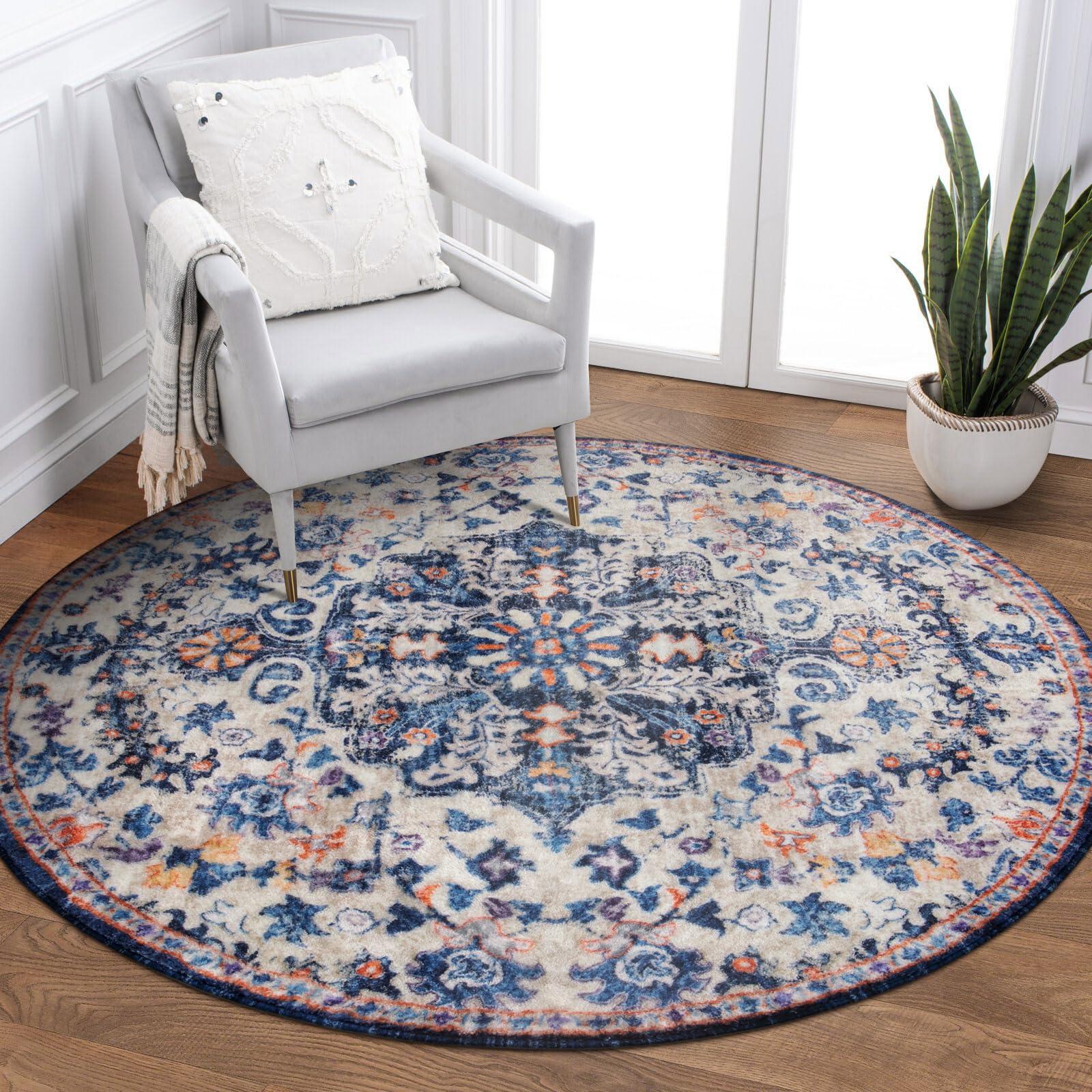 Amazon.com: Lahome Bohemian Round Rug 3Ft Small Bedroom Round Area Rug ...