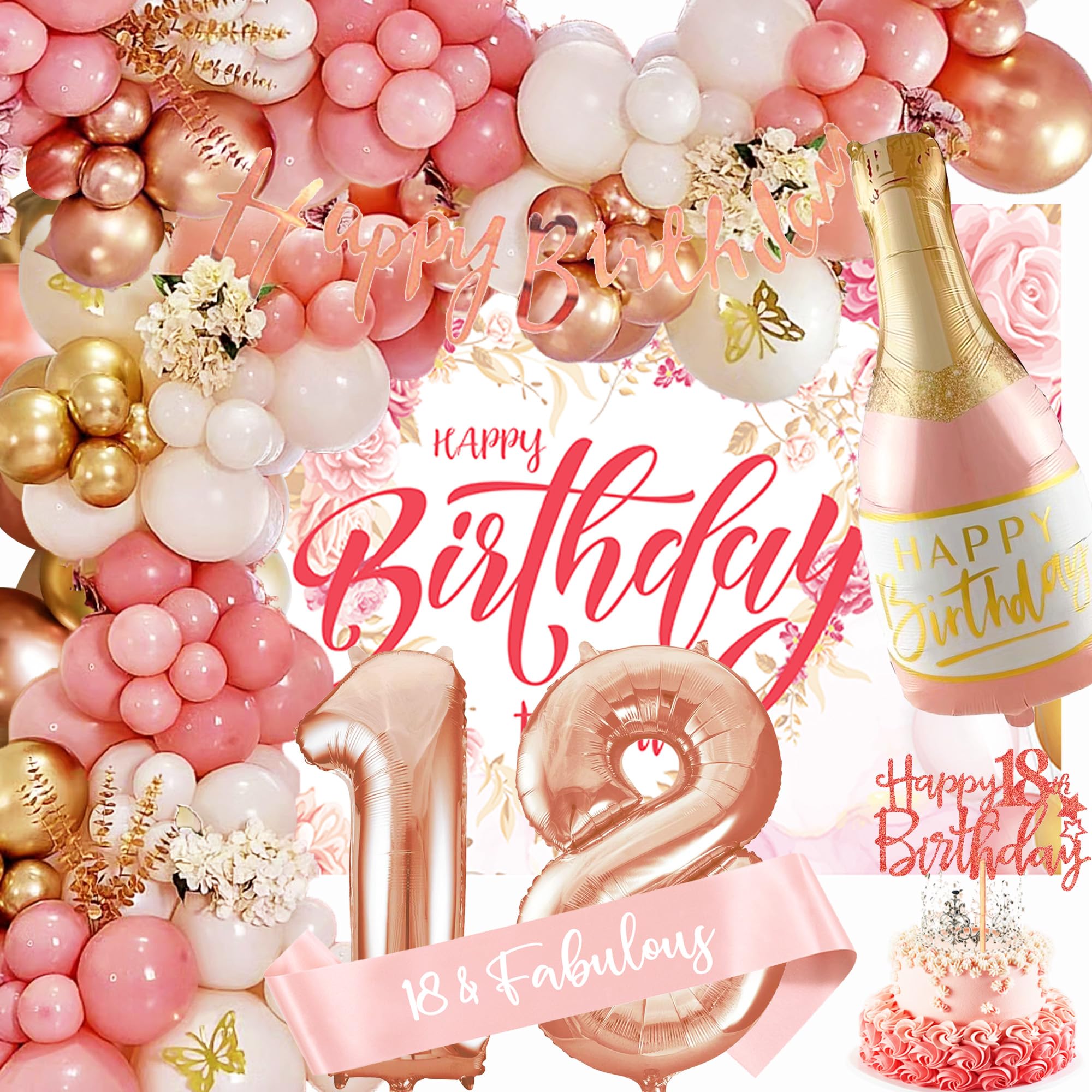 Snapklik.com : 18th Birthday Decorations For Girls, Happy 18th Birthday ...