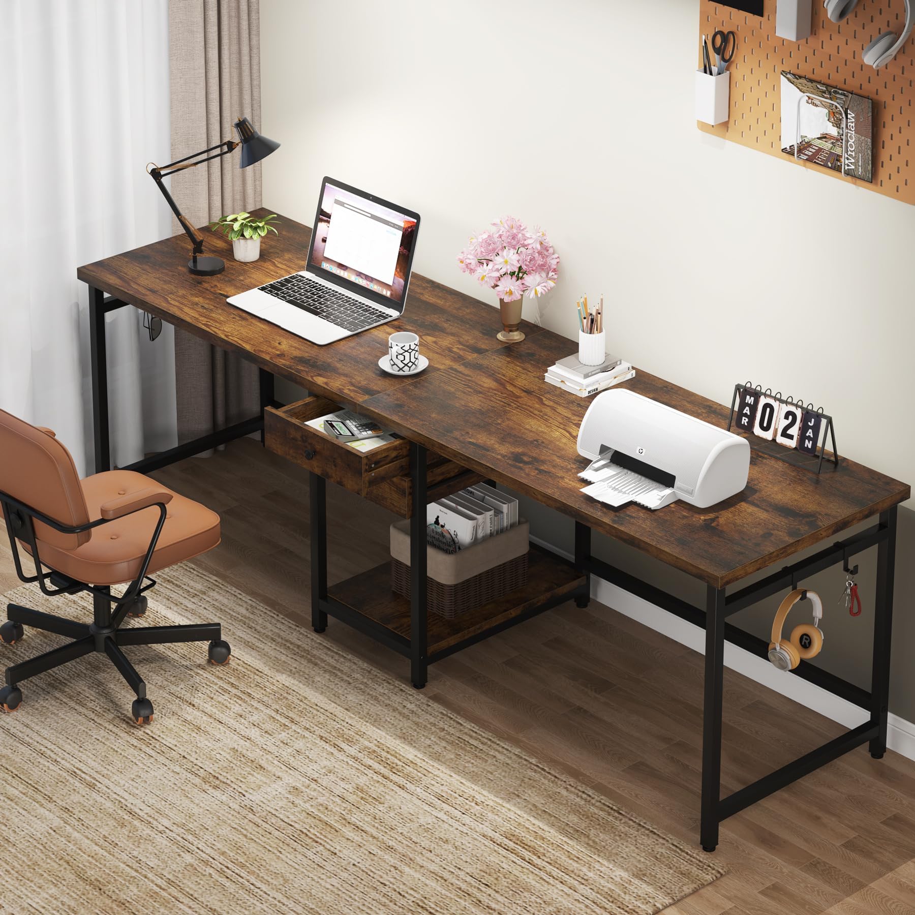 Amazon.com: Tribesigns 94.5 inches Computer Desk with Hutch, Extra Long ...