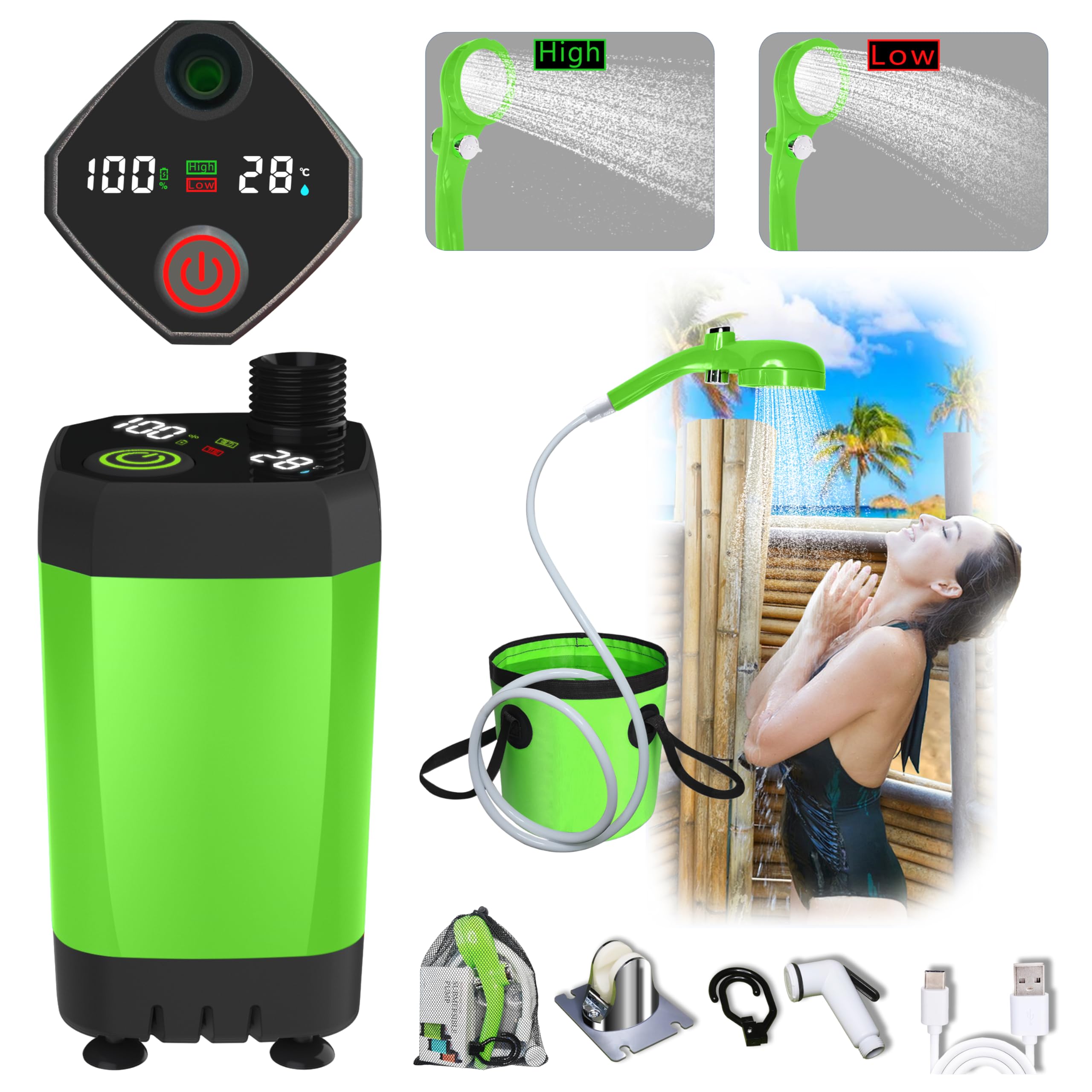 Amazon.com: Jaugow Outdoor Portable Camping Shower: Battary Electronic ...