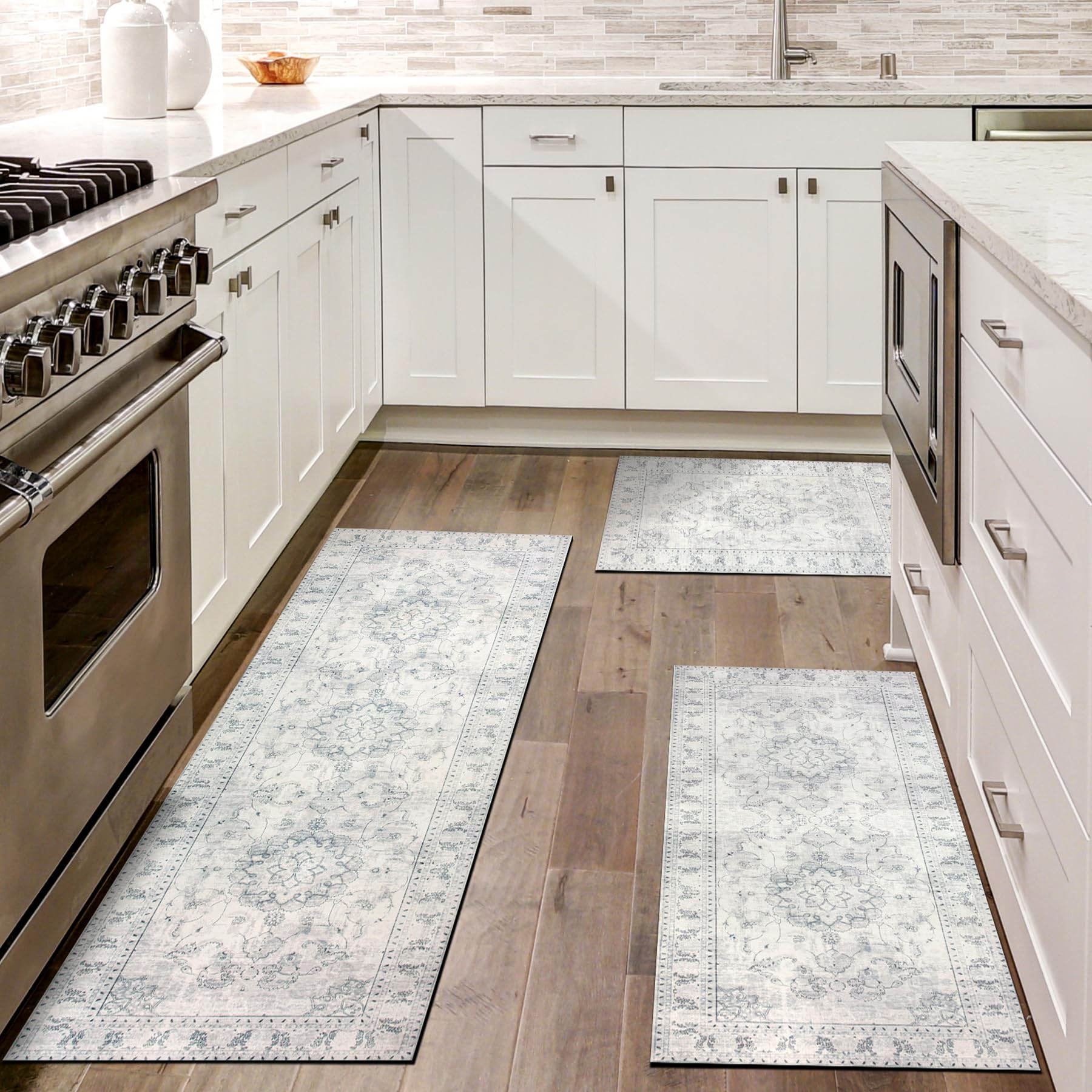 Amazon.com: WOBUBU Kitchen Rugs Sets of 3 Washable Kitchen Mats for ...