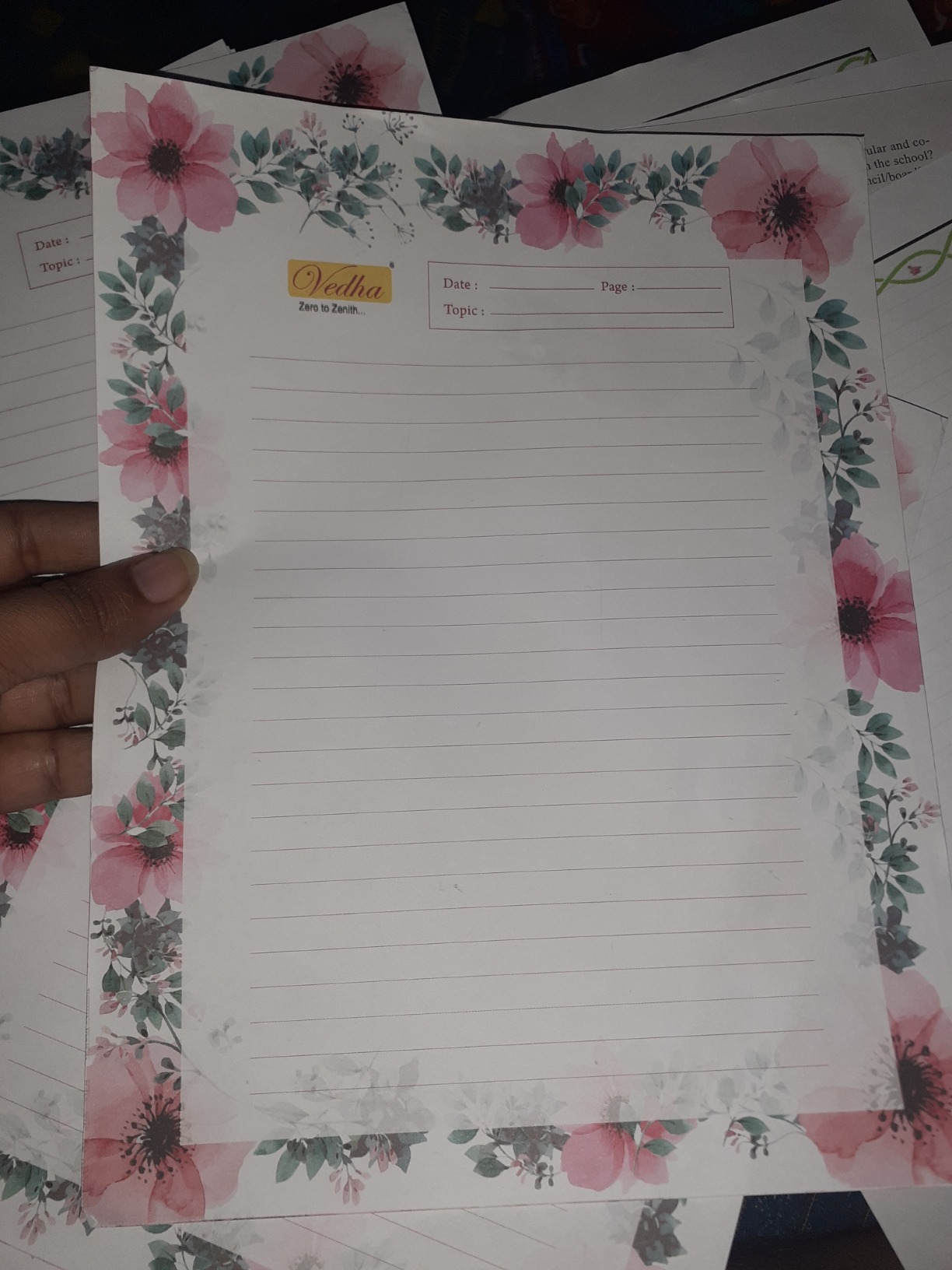 Vedha One Side Ruled Lines A4 Multipurpose Colour Paper Sheet for ...