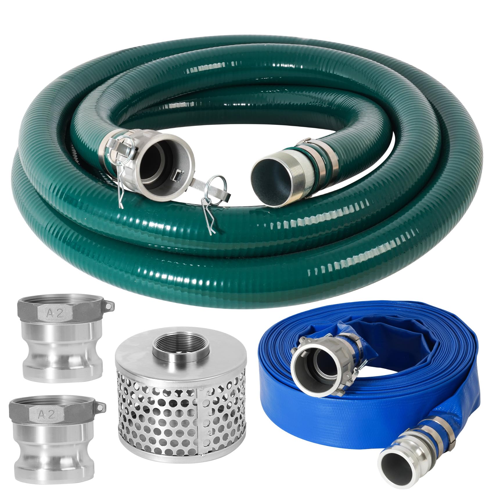 Amazon.com: 2 Inch Discharge Hose Pump Kit, 2" x20' PVC Green Suction ...