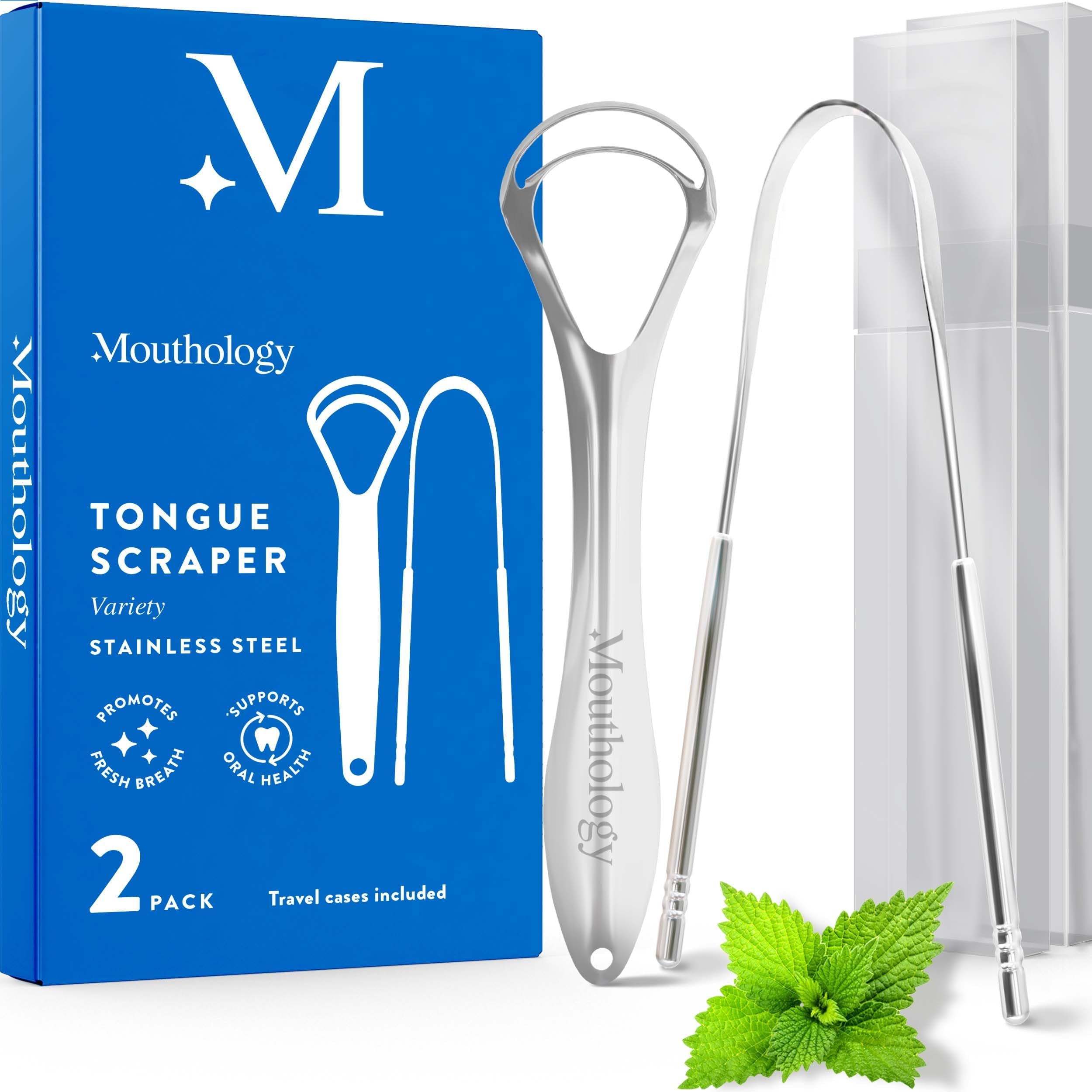 Amazon.com: Mouthology Tongue Scraper for Adults (2 Pack), Reduce Bad ...