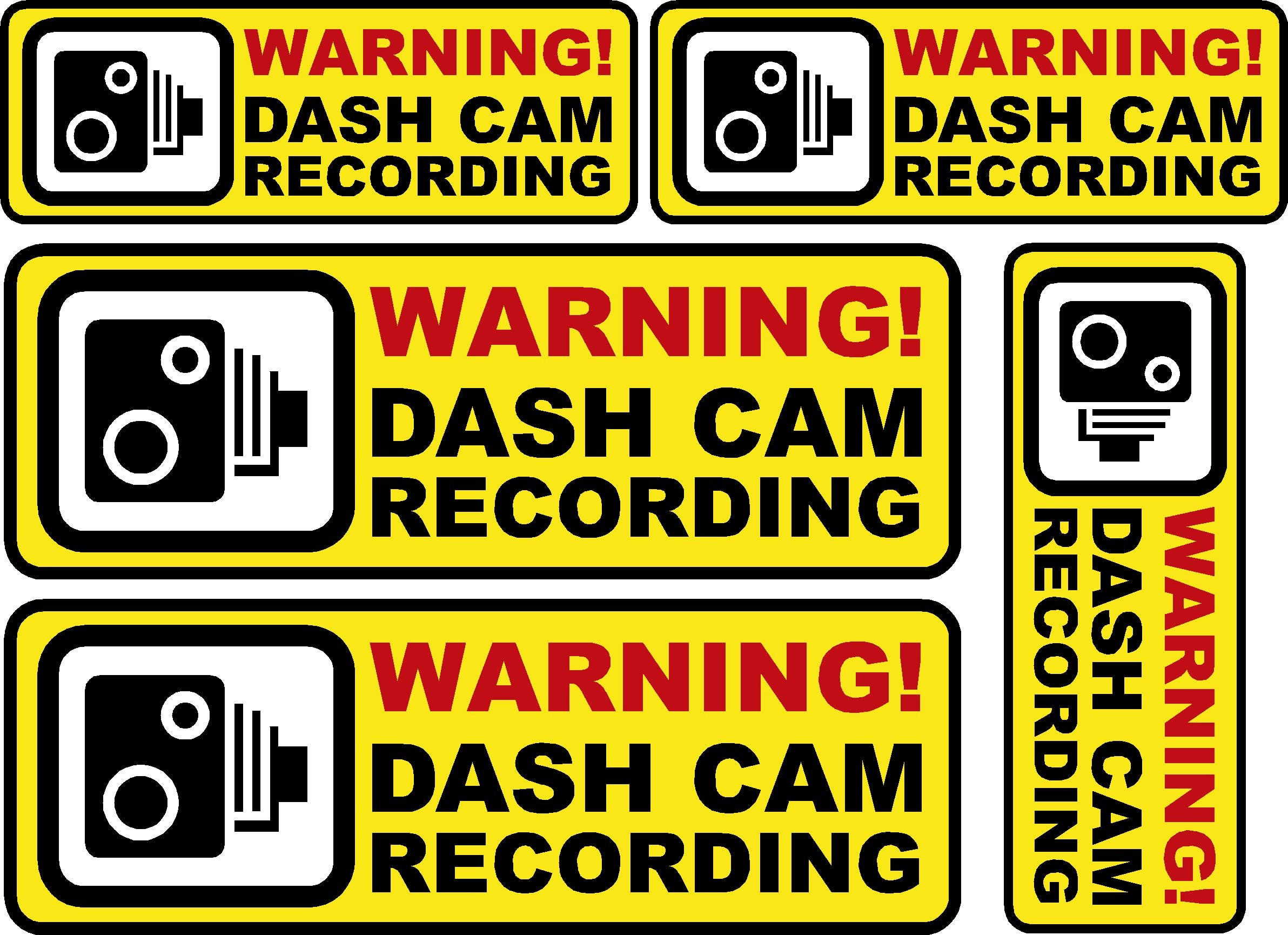 EG 5 x Warning Dash Cam Recording Vinyl Laminated Waterproof Stickers ...