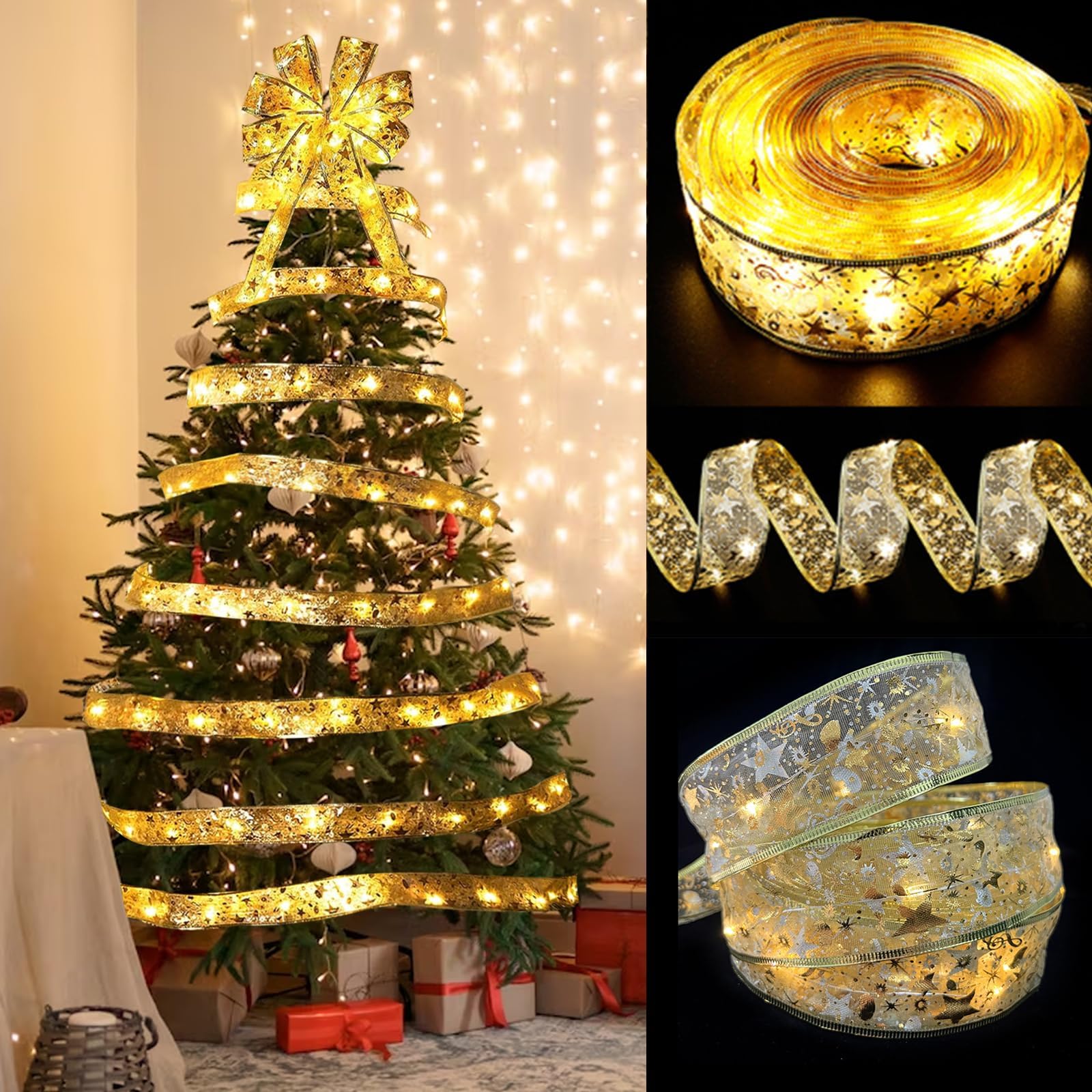 VEYLIN LED Fairy Lights, 4M/13ft Christms Ribbon String Light Battery ...