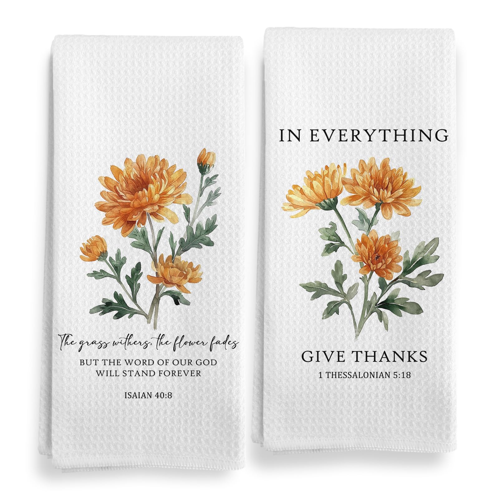 Amazon.com: Qeheb Christian Floral Kitchen Towels, Isaiah 40 8 Bible ...