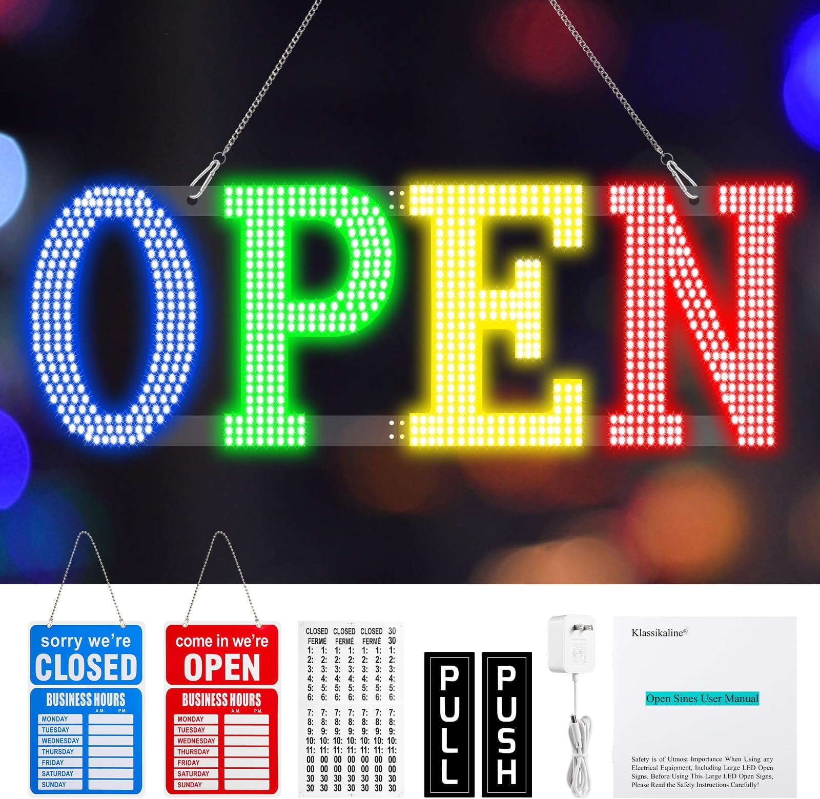 Amazon.com : Open Signs for Business, klassikaline Ultra Bright Large ...