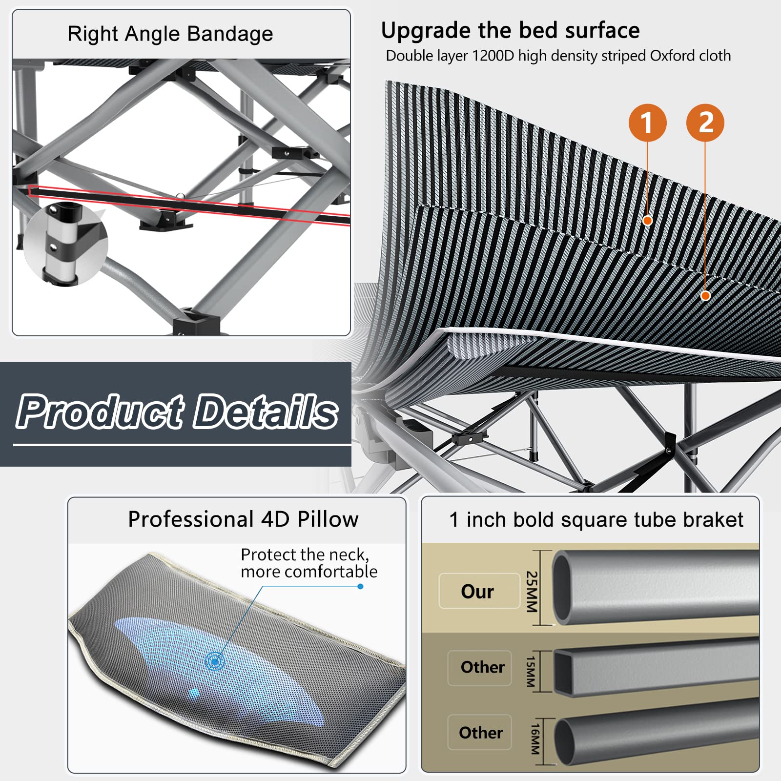 Snapklik.com : ABORON Heavy-Duty Folding Guest Bed For Adults, 500lb ...