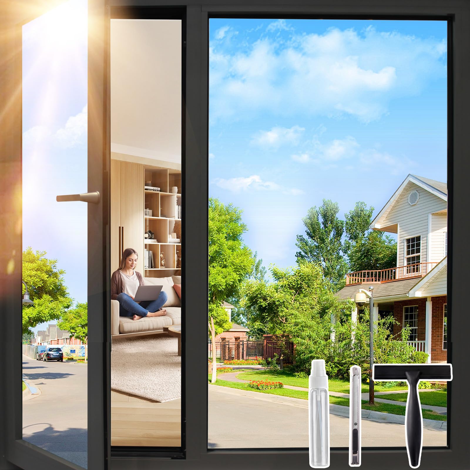 Amazon.com: Coavas One Way Privacy Window Film with Tools, Reflective ...