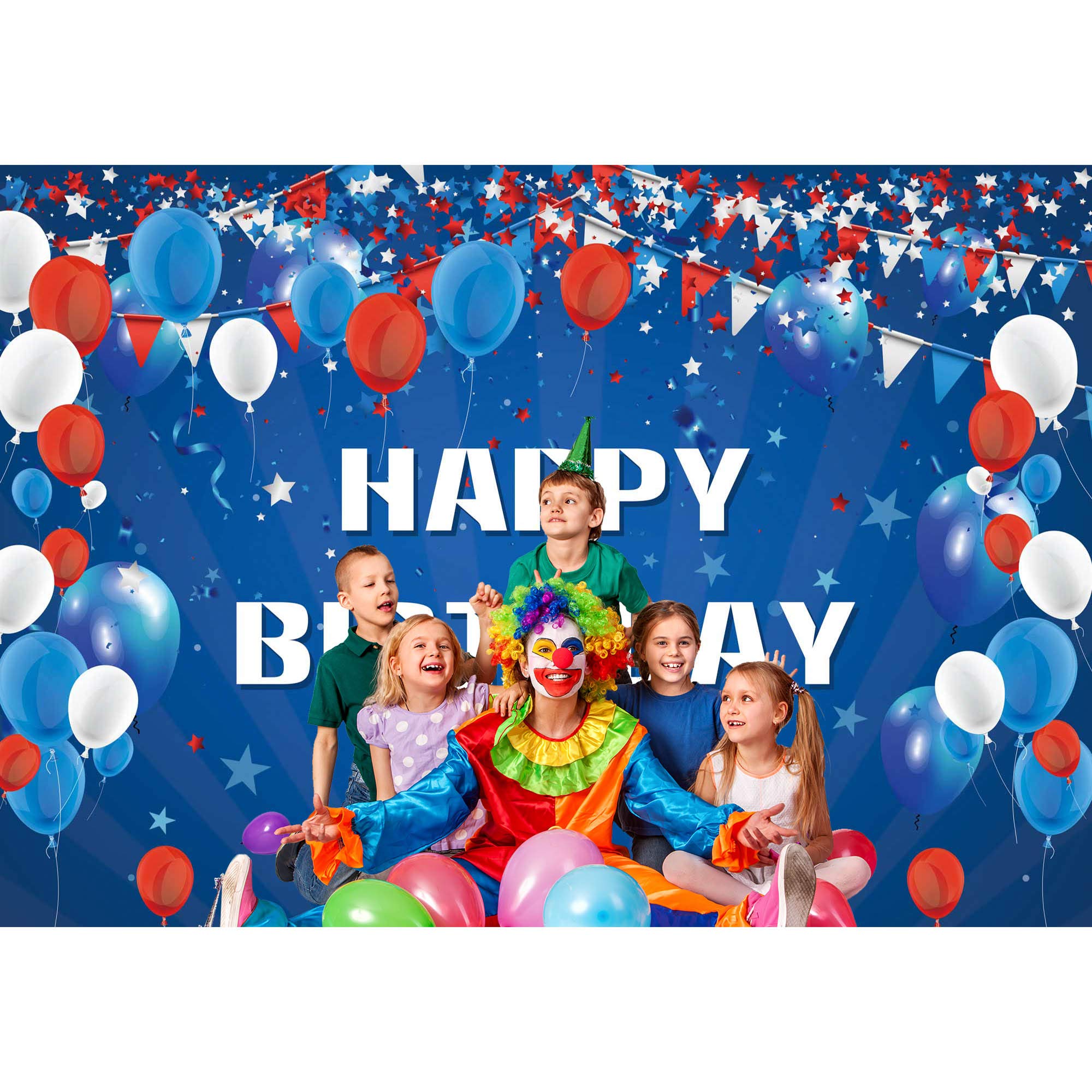 GiuMsi 7X5ft Polyester Happy Birthday Backdrop Blue White And Red giumsi-7x5ft-polyester-happy-birthday-backdrop-blue-white-and-red
