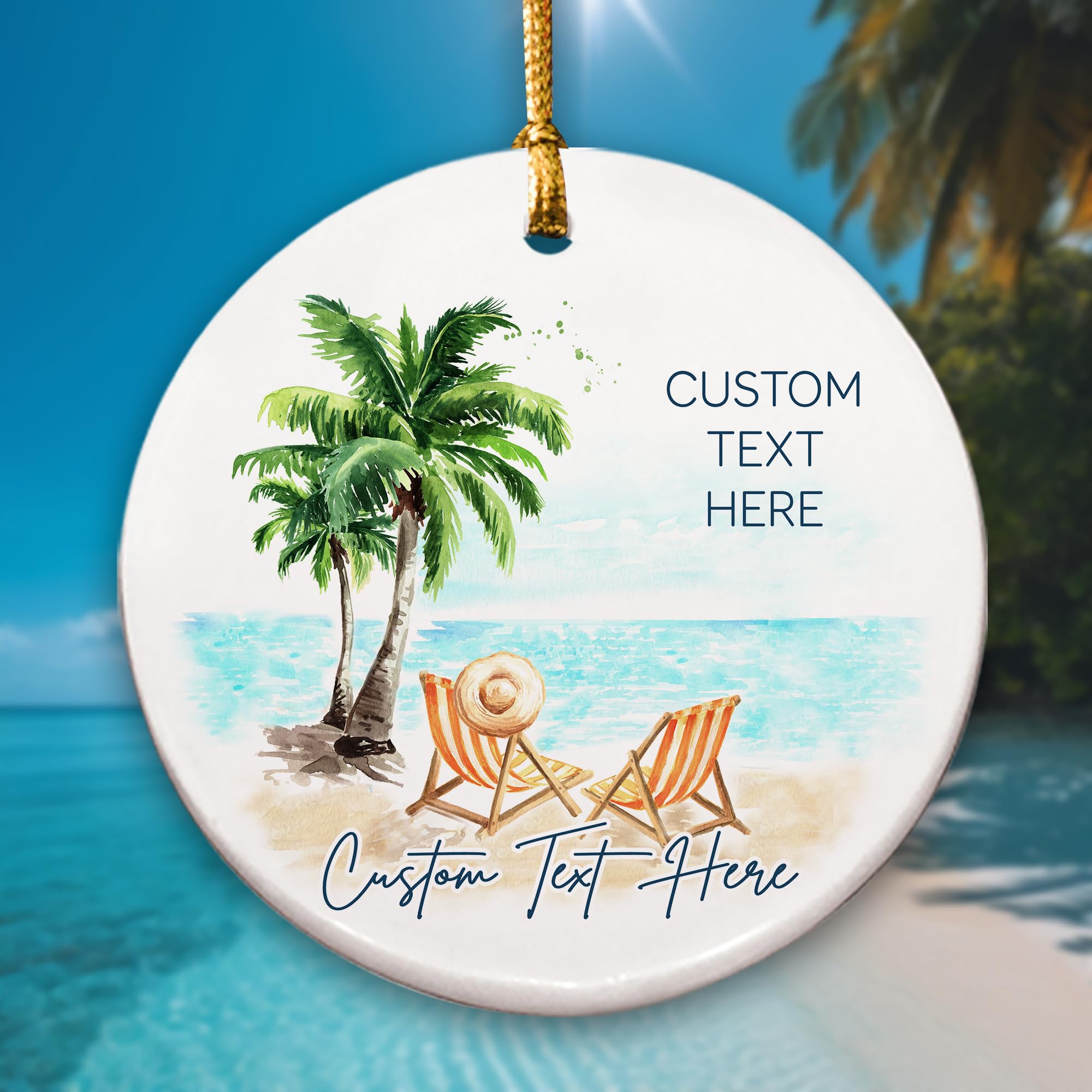 Amazon.com: Personalized Beach Couples Christmas Ornament - Custom Text ...