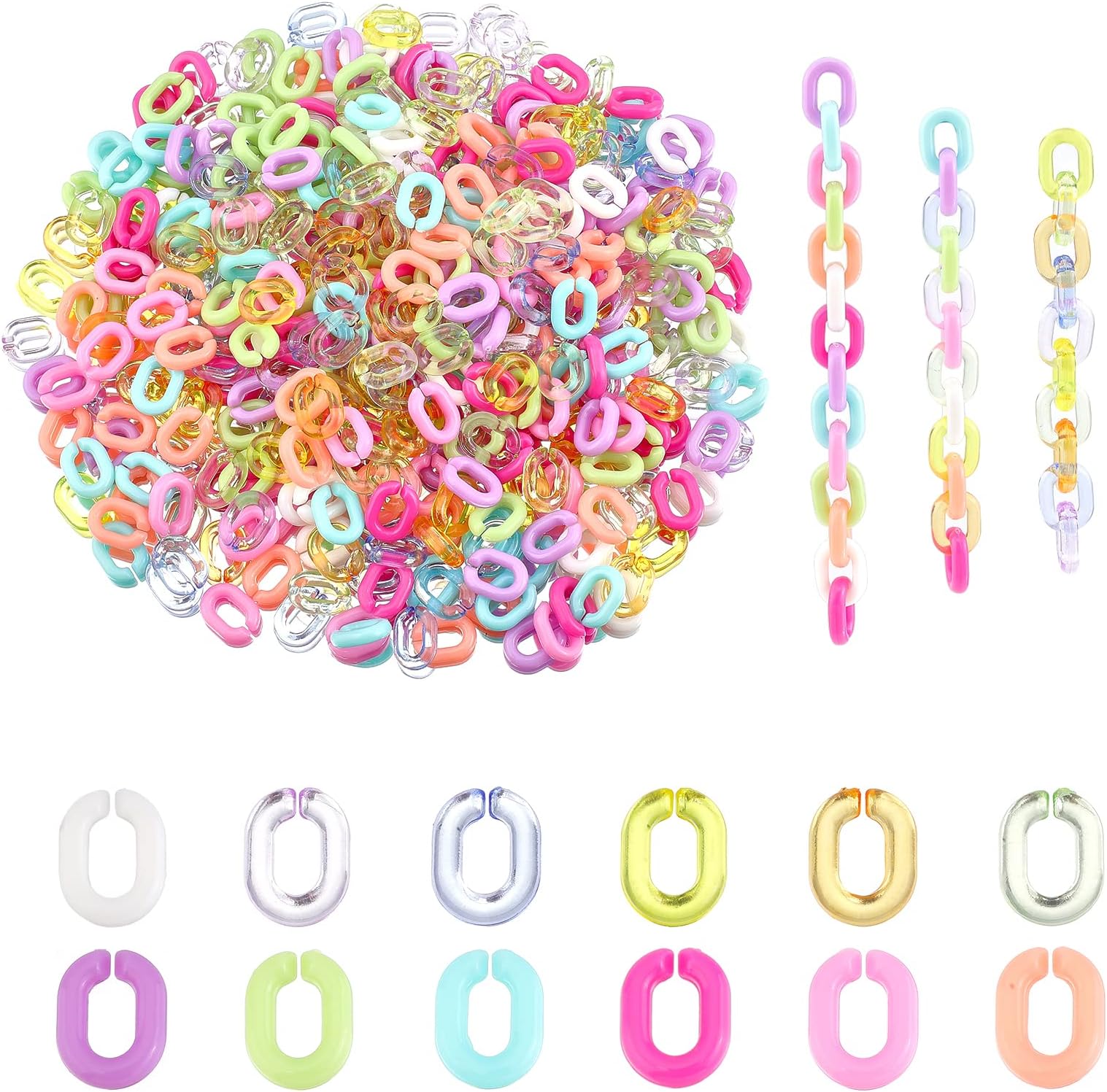 Amazon.com: PH PandaHall 270pcs Transparent Acrylic Linking Rings 9 ...