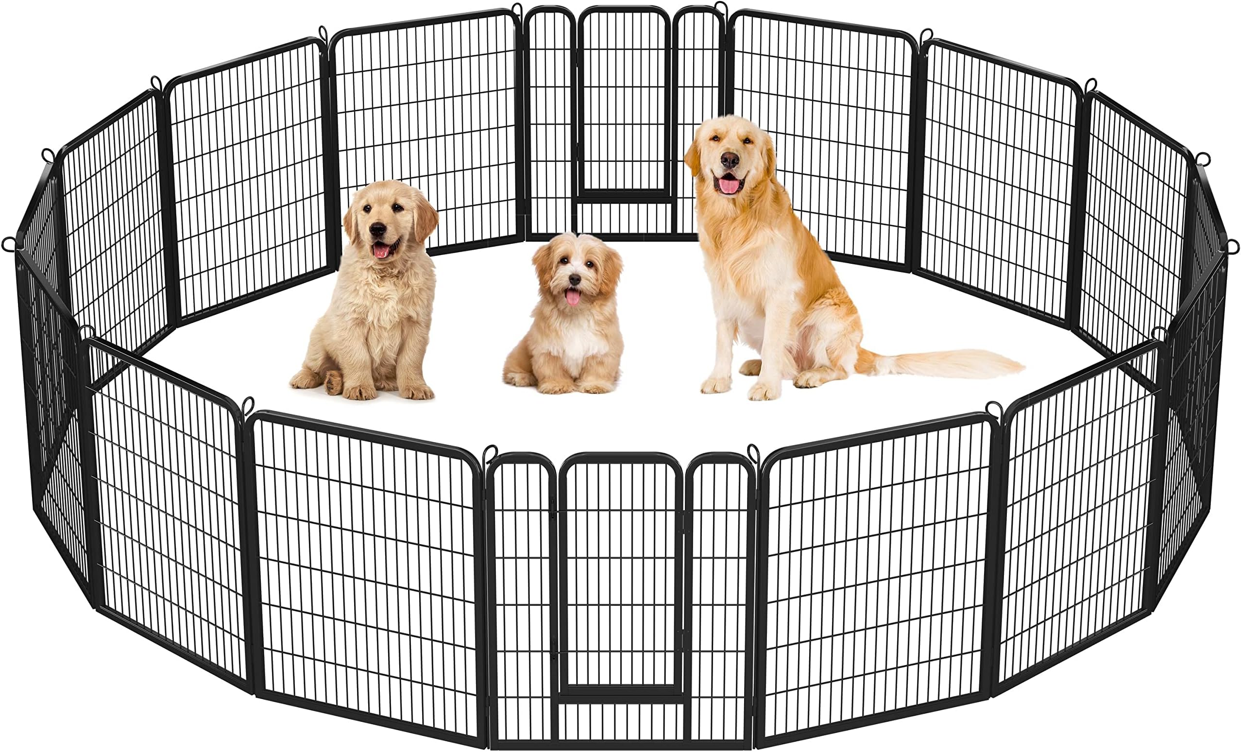Yaheetech 16 Panel Puppy Run Metal Playpen Fence Mesh Puppy Rabbit ...