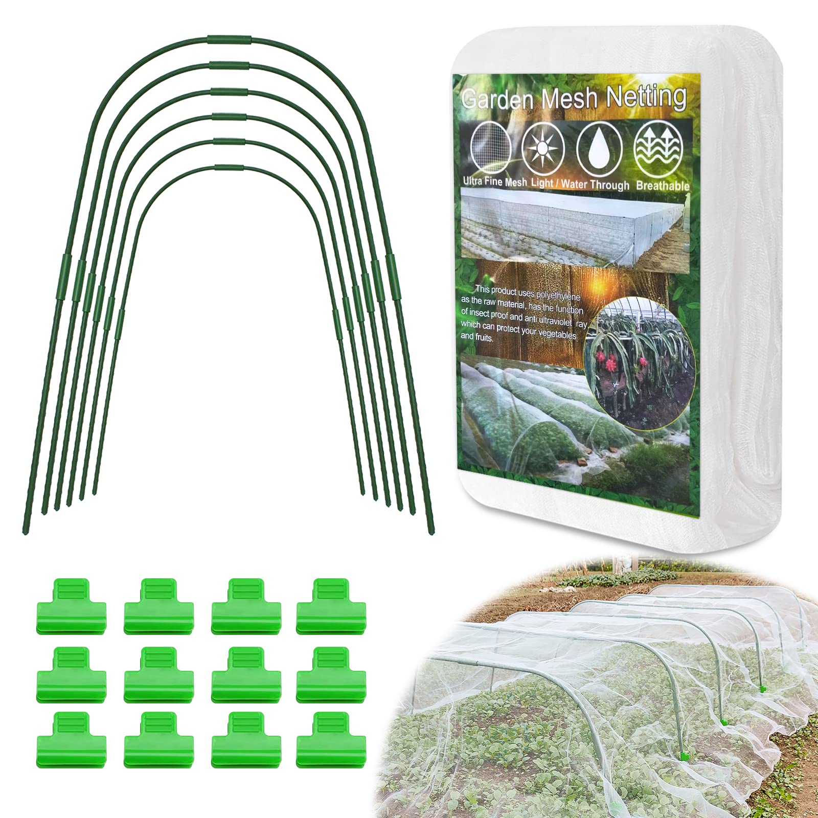 Amazon.com : EAGLE PEAK Garden Hoop Kit with 8x20 ft Mesh Plant Cover ...