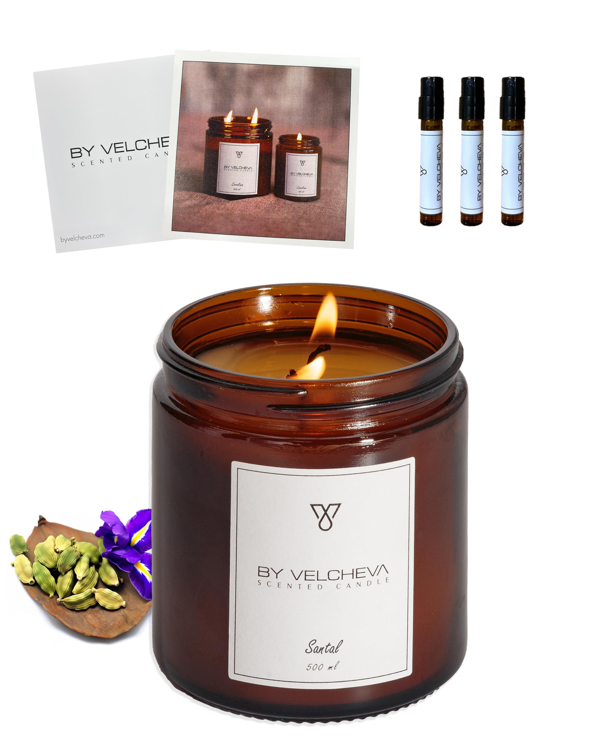 BY VELCHEVA ı Vela perfumada SANTAL ı Cera de Coco y Soja ı 60+ horas ı ...