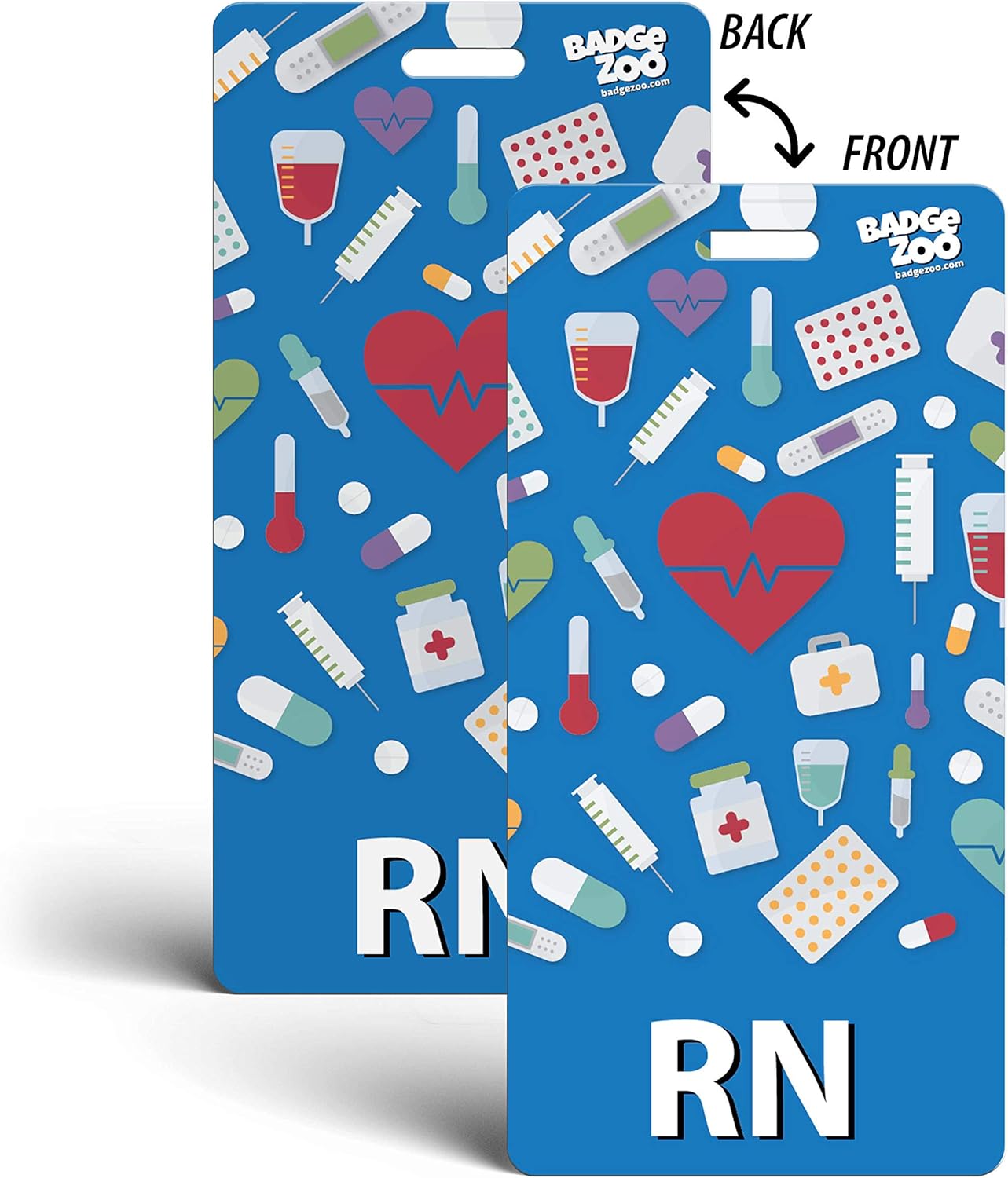 RN Badge Buddy Blue With Medical Icons Vertical Badge Id Card For RN Badge Buddy Blue With Medical Icons Vertical Badge Id Card For