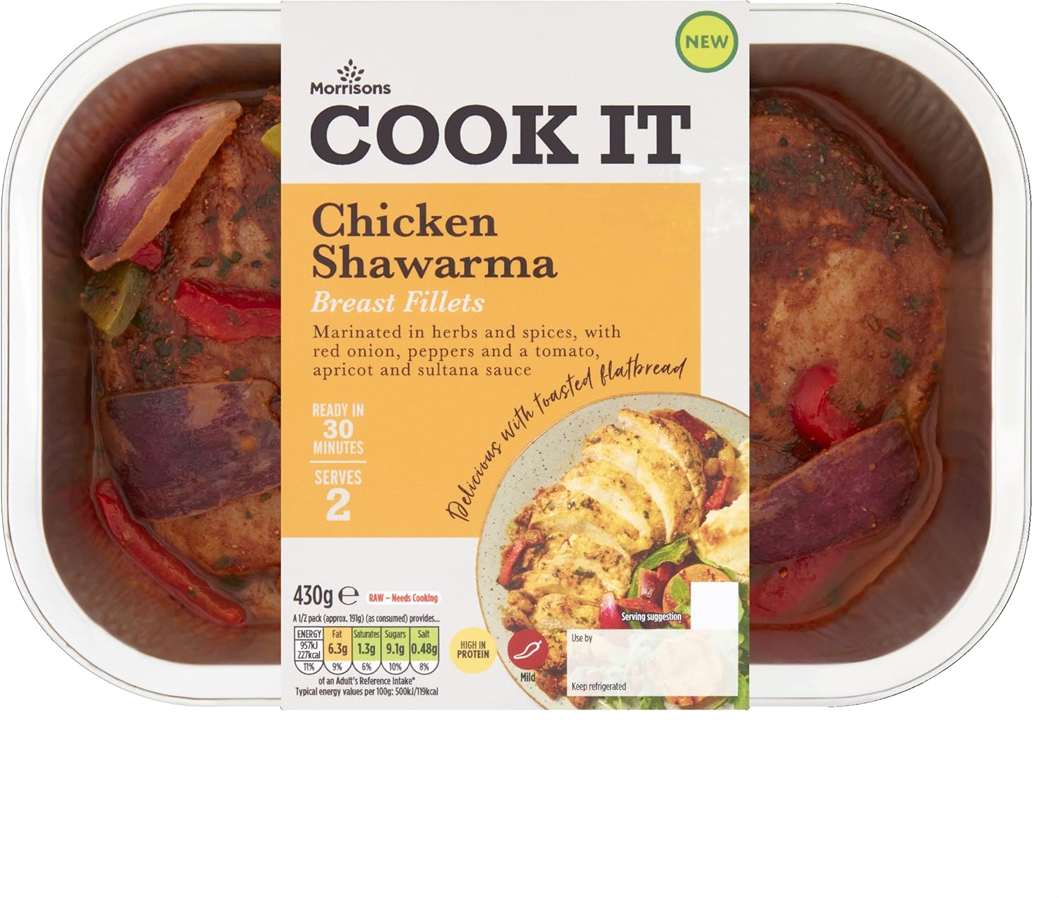 Morrisons Cook It Chicken Shawarma 430g : Amazon.co.uk: Grocery