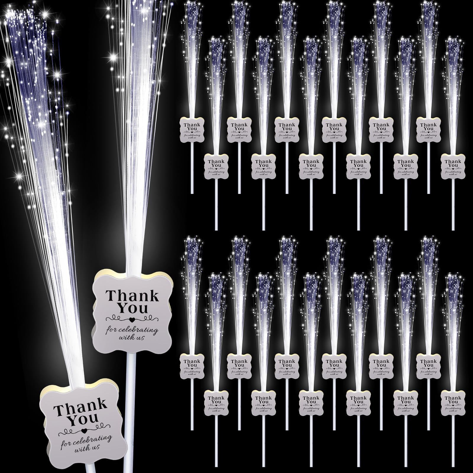 Snapklik.com : Tujoe 50 Pcs White Fiber Optic Wands Wedding Sparklers ...