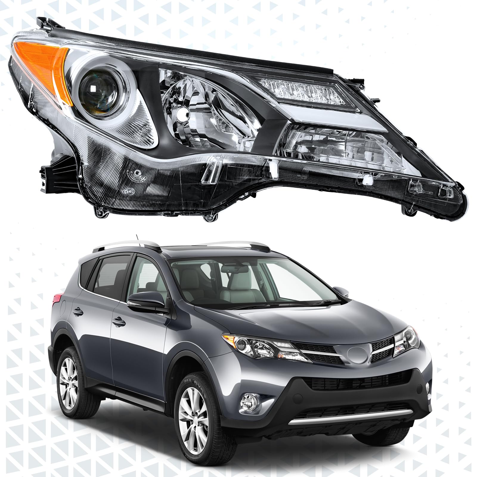 Amazon.com: PENSUN Headlight Assembly Set Fit for 2013-2015 Toyota RAV4 ...