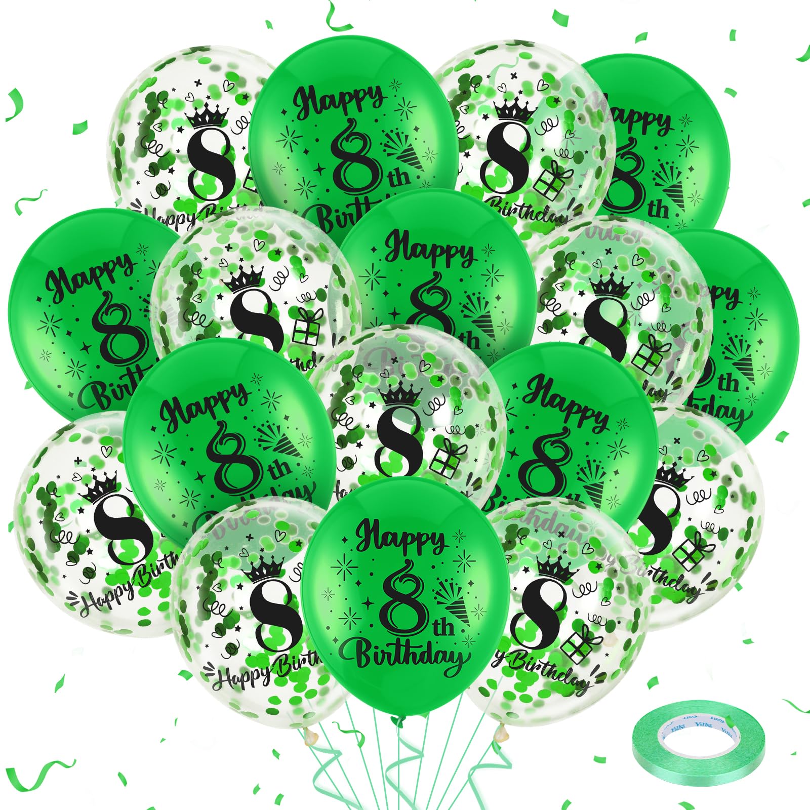 Snapklik.com : Green 8th Birthday Decorations For Boys Girls Green ...