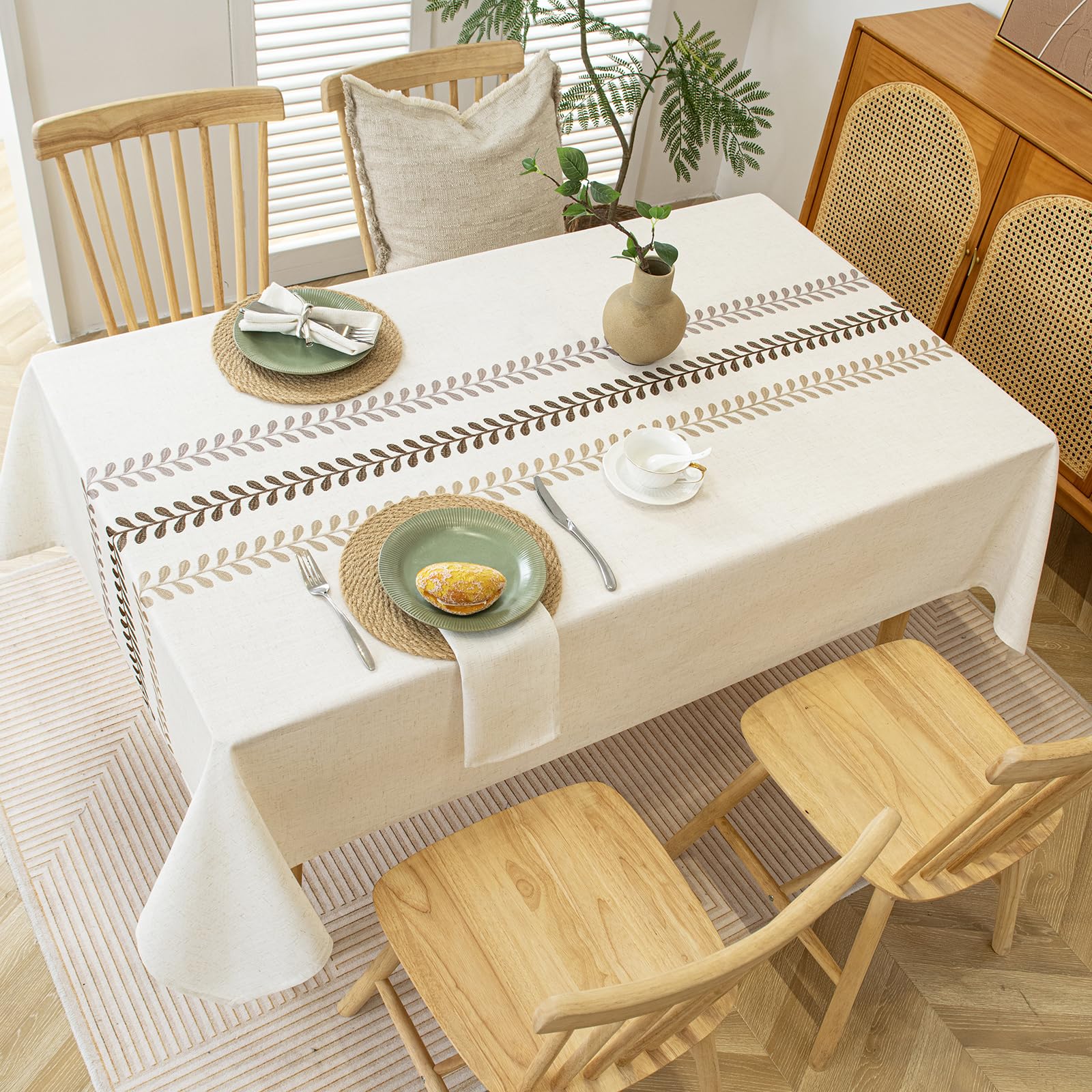 Amazon.com: Joyfol Day Rustic Waterproof Linen Fabric Tablecloth ...