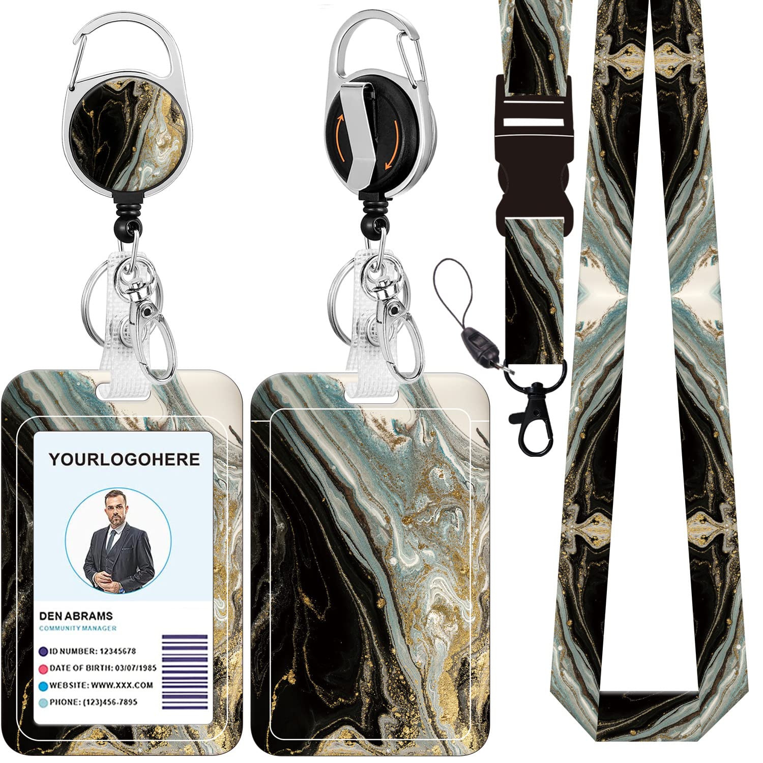 Amazon.com : Badge Lanyard and ID Badge Holder, Retractable Badge Reels ...