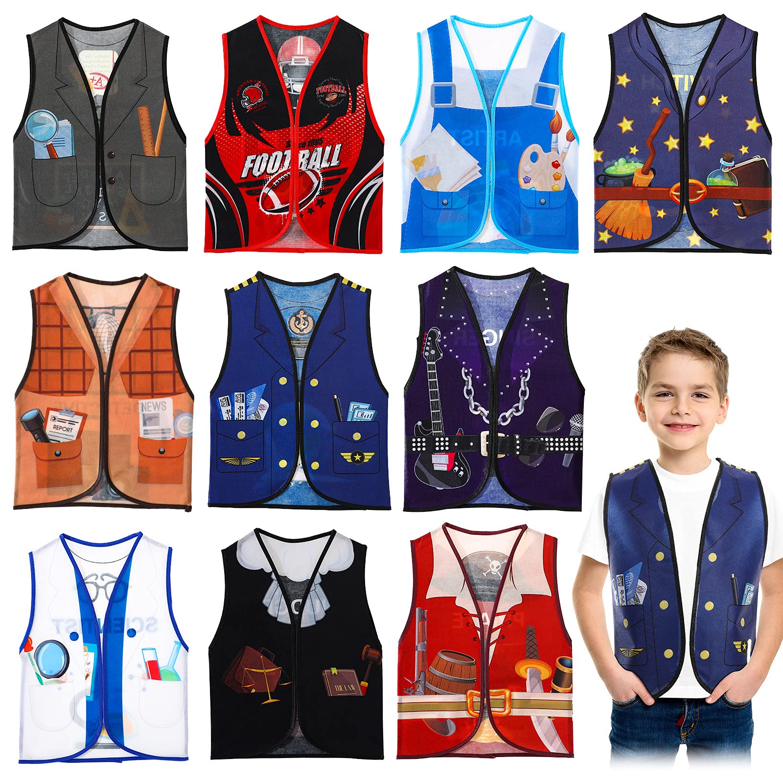 Amazon.com: 10 Pcs Kids Dress Up Vest Children Role Play Vest Career ...