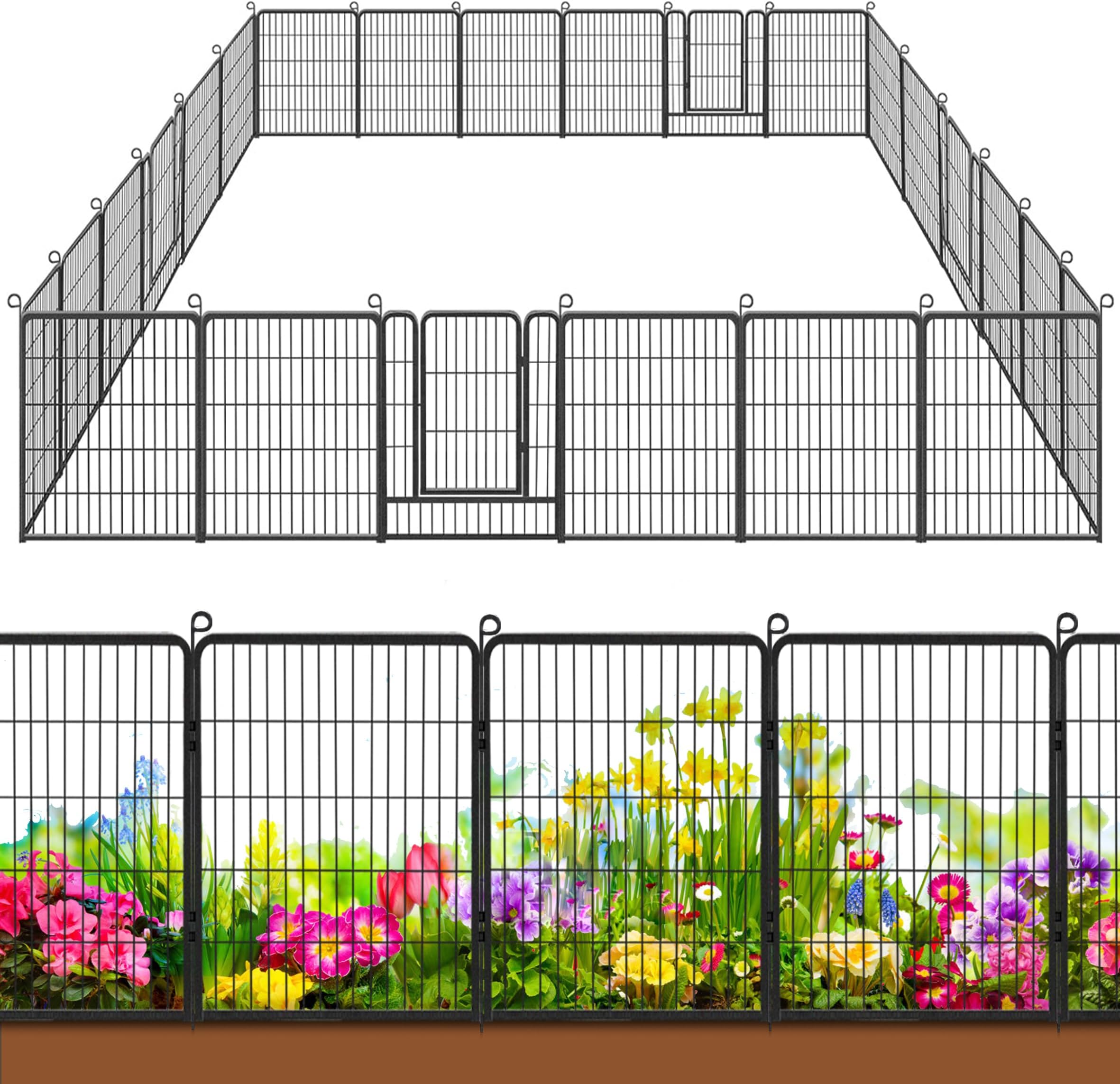 Amazon.com : Jhsomdr Garden Fencing Animal Barrier Metal Fence Panels ...