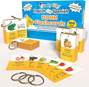 Bilingual English to Spanish Flash Cards for Adults & Kids - 300 ...