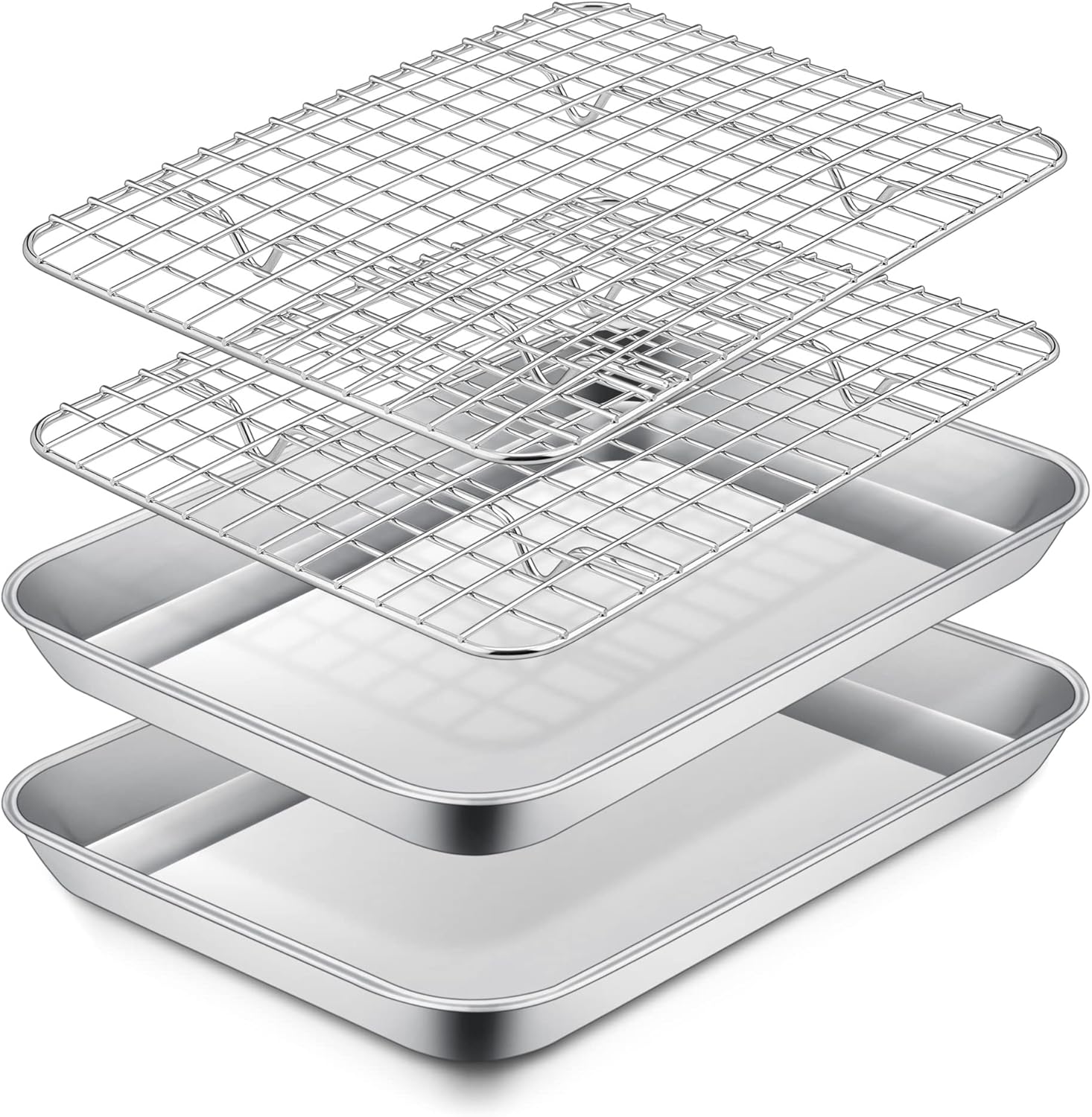 Amazon.com: P&P CHEF 10.4 Inch Toaster Oven Pan with Rack Set ...