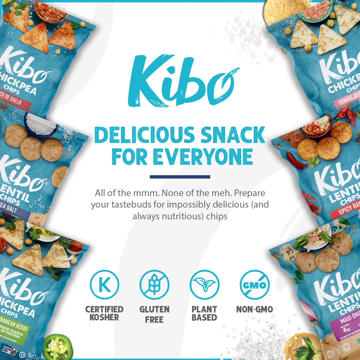 Snapklik.com : Kibo Chickpea & Lentil Chips Variety Pack: Savory, Plant ...