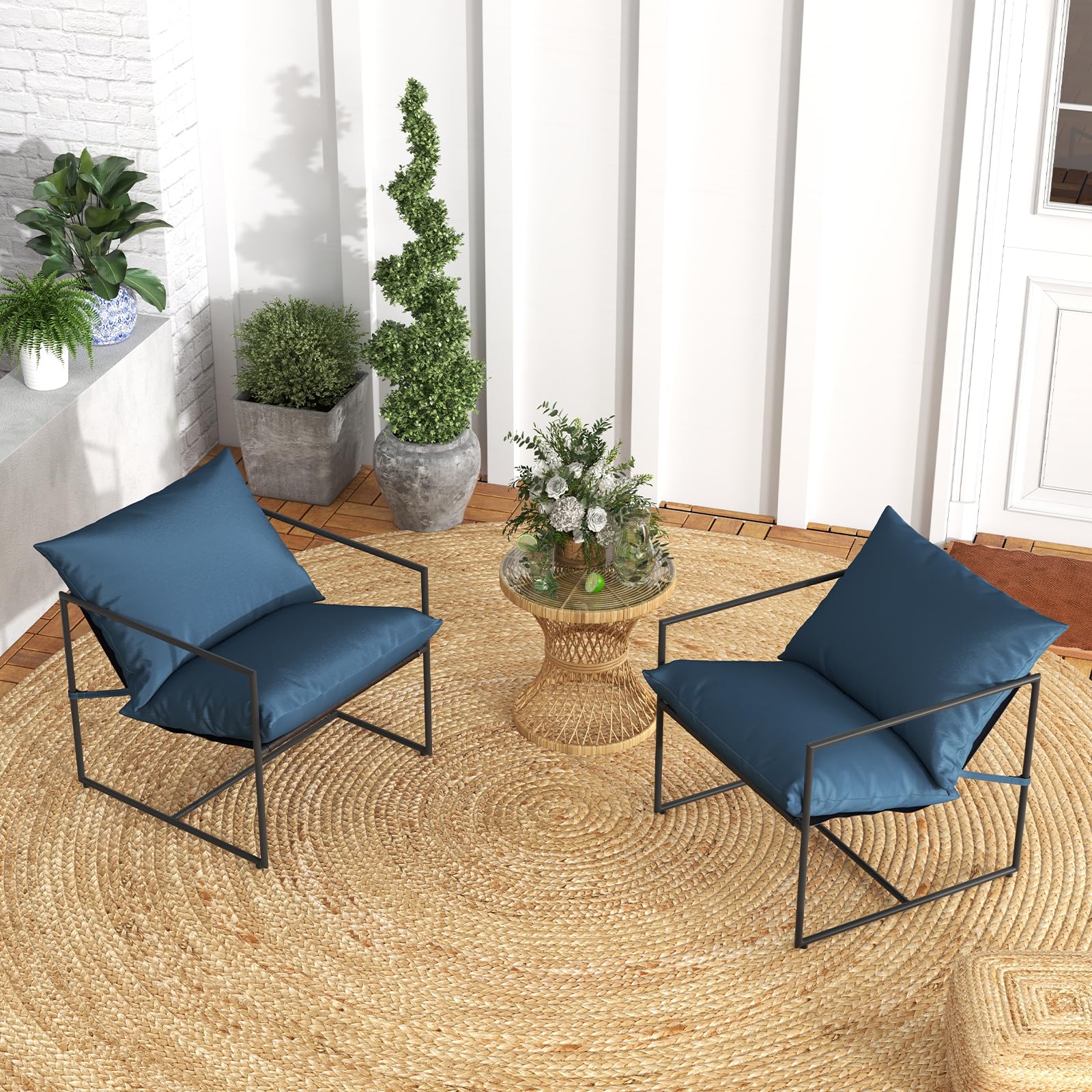 Modern Outdoor Sling Chair PAIR Of Modern Stacking Aluminium & Sling