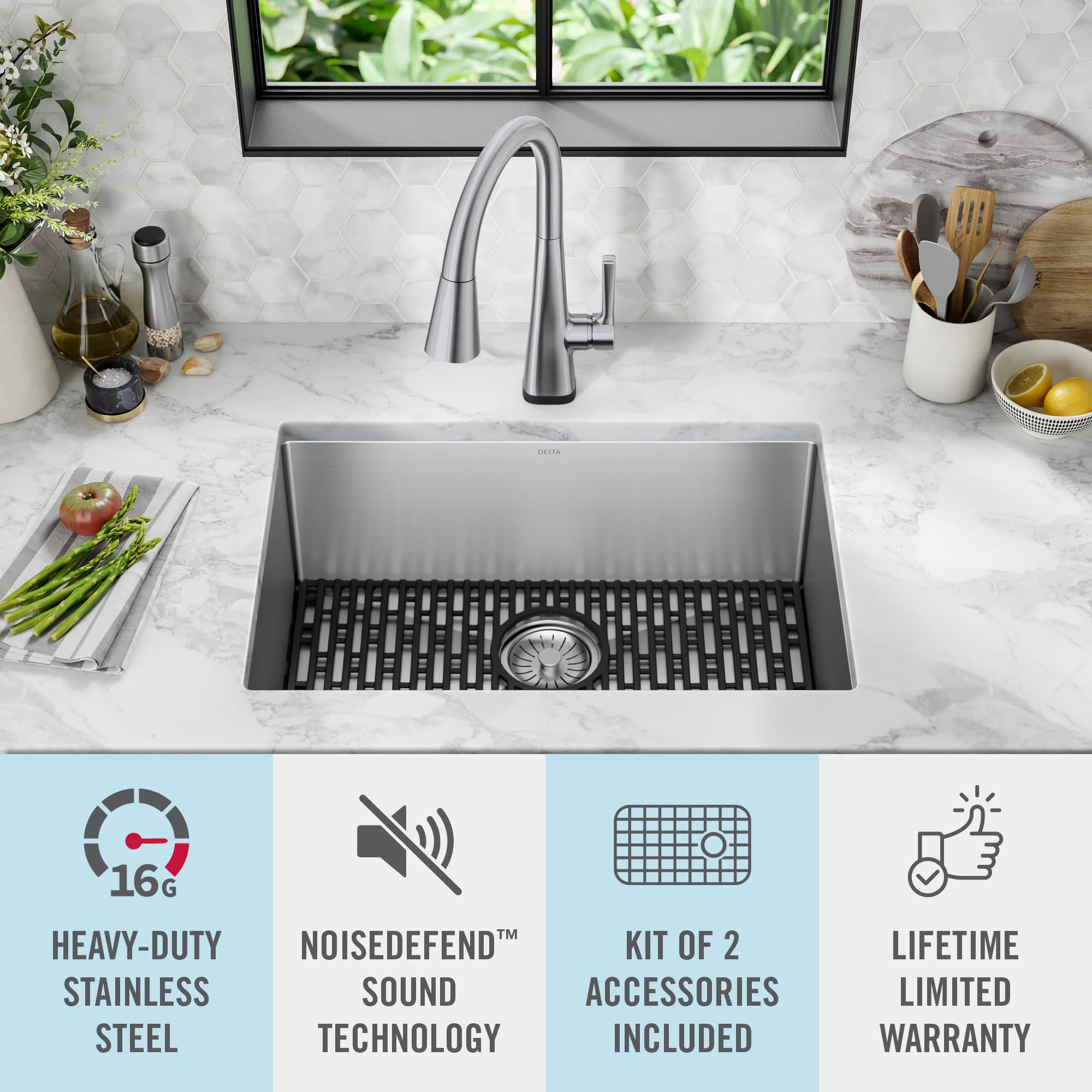 Snapklik.com : DELTA FAUCET Delta Lenta 26-inch Undermount 16 Gauge ...