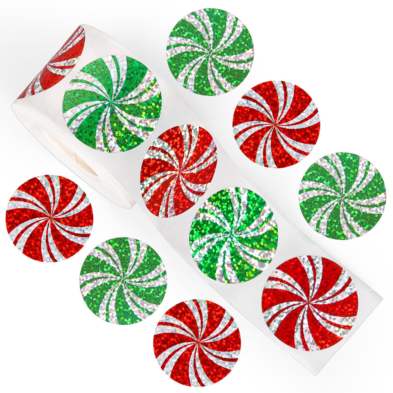 Amazon.com: Whaline Christmas Candy Stickers Roll Peppermint Laser Seal ...