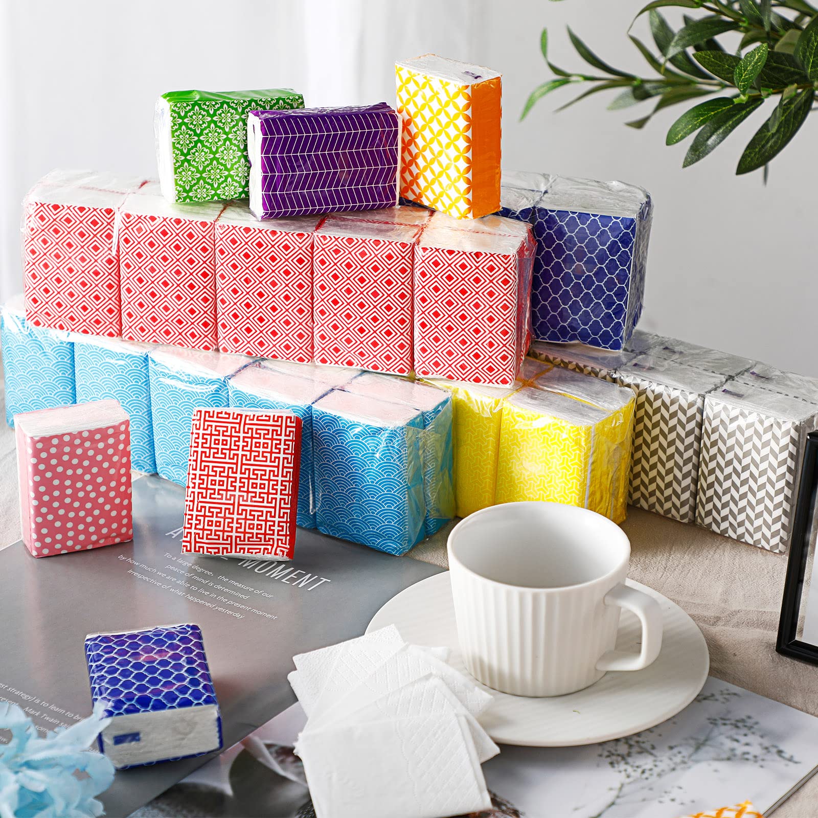 Snapklik.com : Thenshop 200 Packs Travel Tissues Bulk Geometric ...