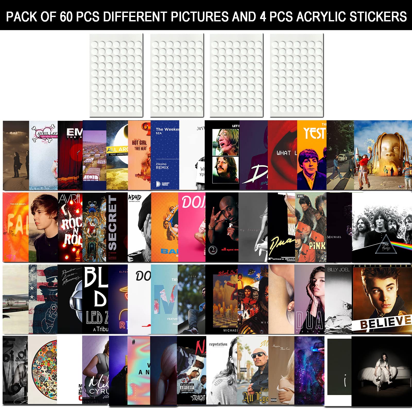 60 Pcs Album Cover Posters, Unique Square Photo 5x5 inch, Album Covers ...