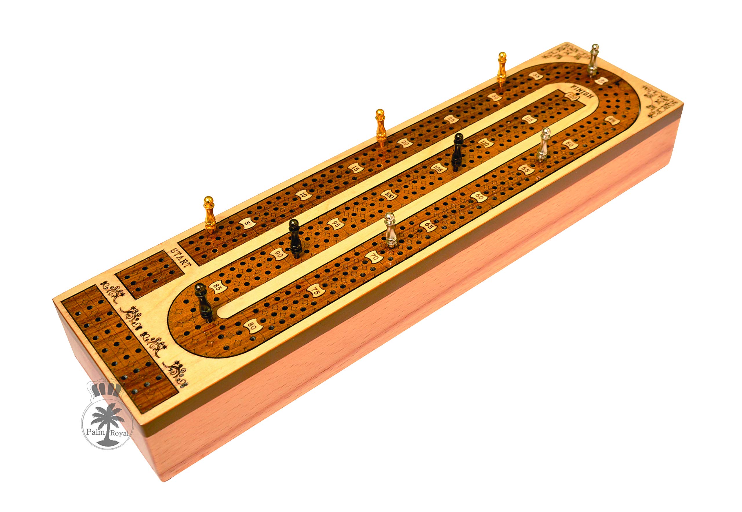 Buy Palm Royal Handicrafts 3 Track Continuous Cribbage Wooden Cribbage ...