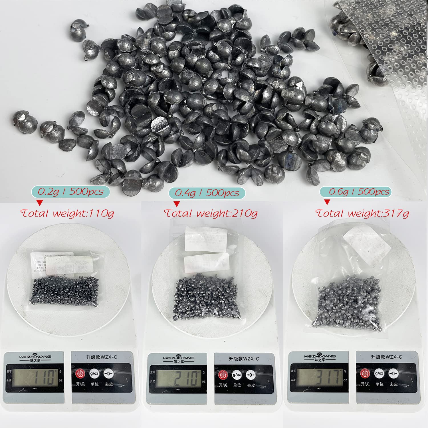 Removable Split Shot 500pcs Lead Sinking Split Shots Fishing Sinkers ...