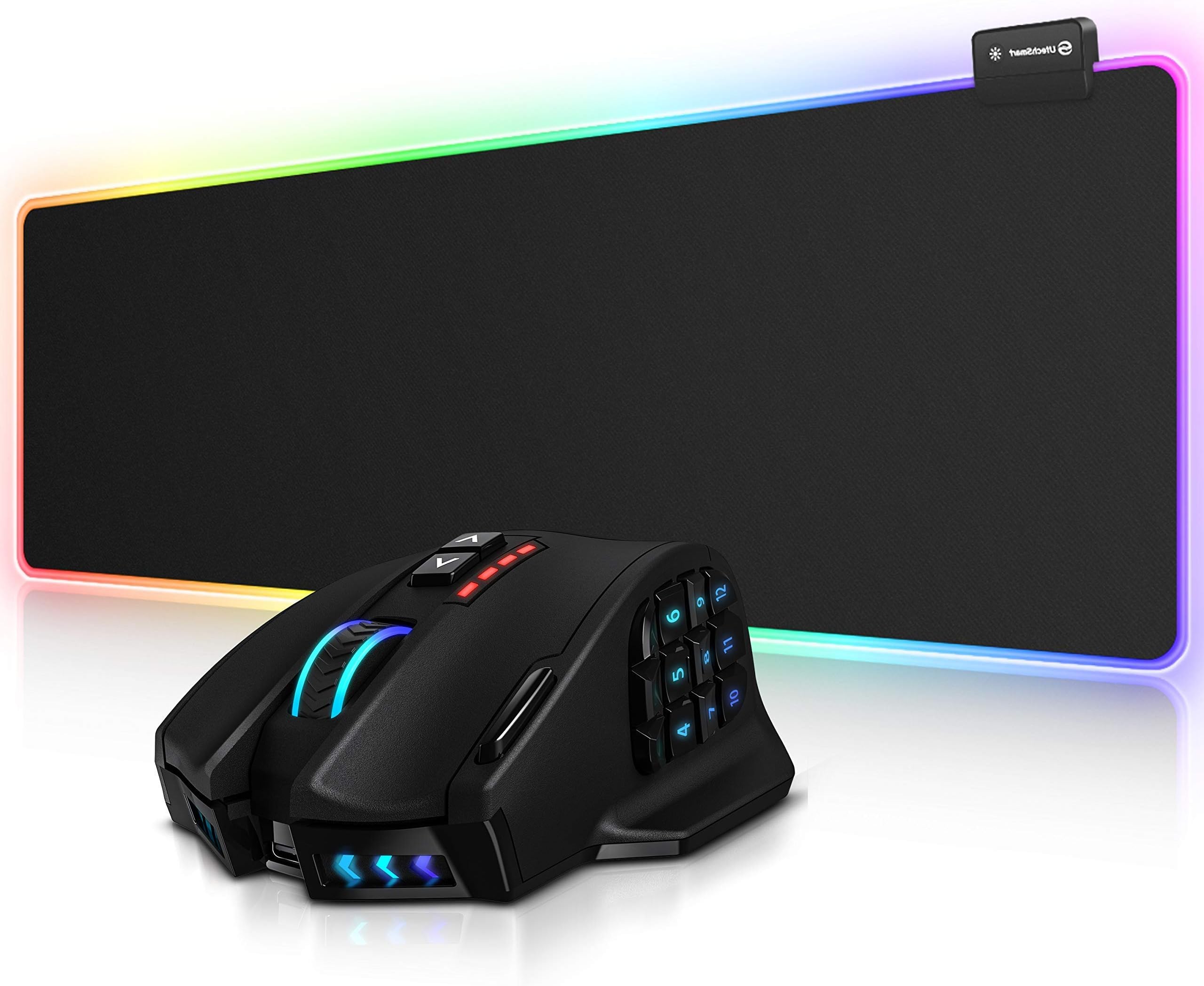 Amazon.com: RGB Gaming Mouse Pad and Venus Pro RGB MMO Wireless Gaming ...