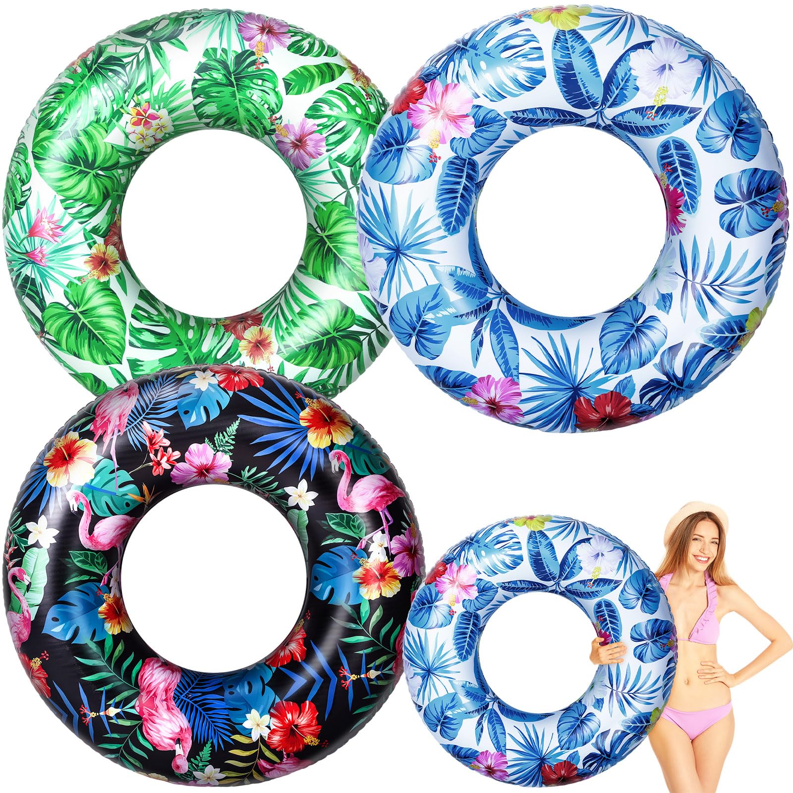 Amazon.com: Relaxgiant 3 Pcs Large Float Tube 35.4 Inch Inflatable Pool ...